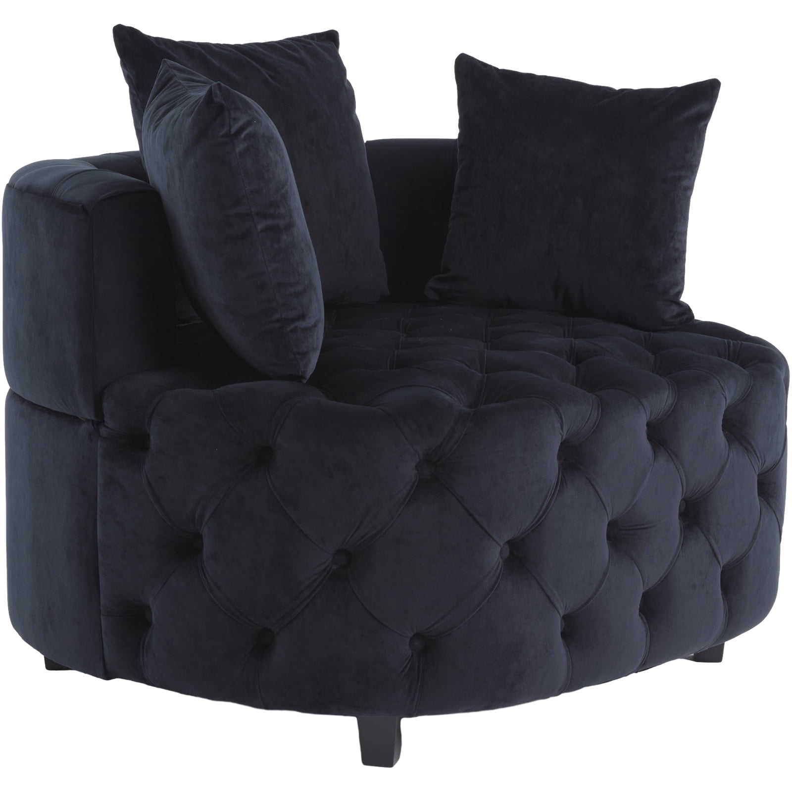 Luxurious Velvet Tufted Round Accent Chair with Plush Pillows for ...