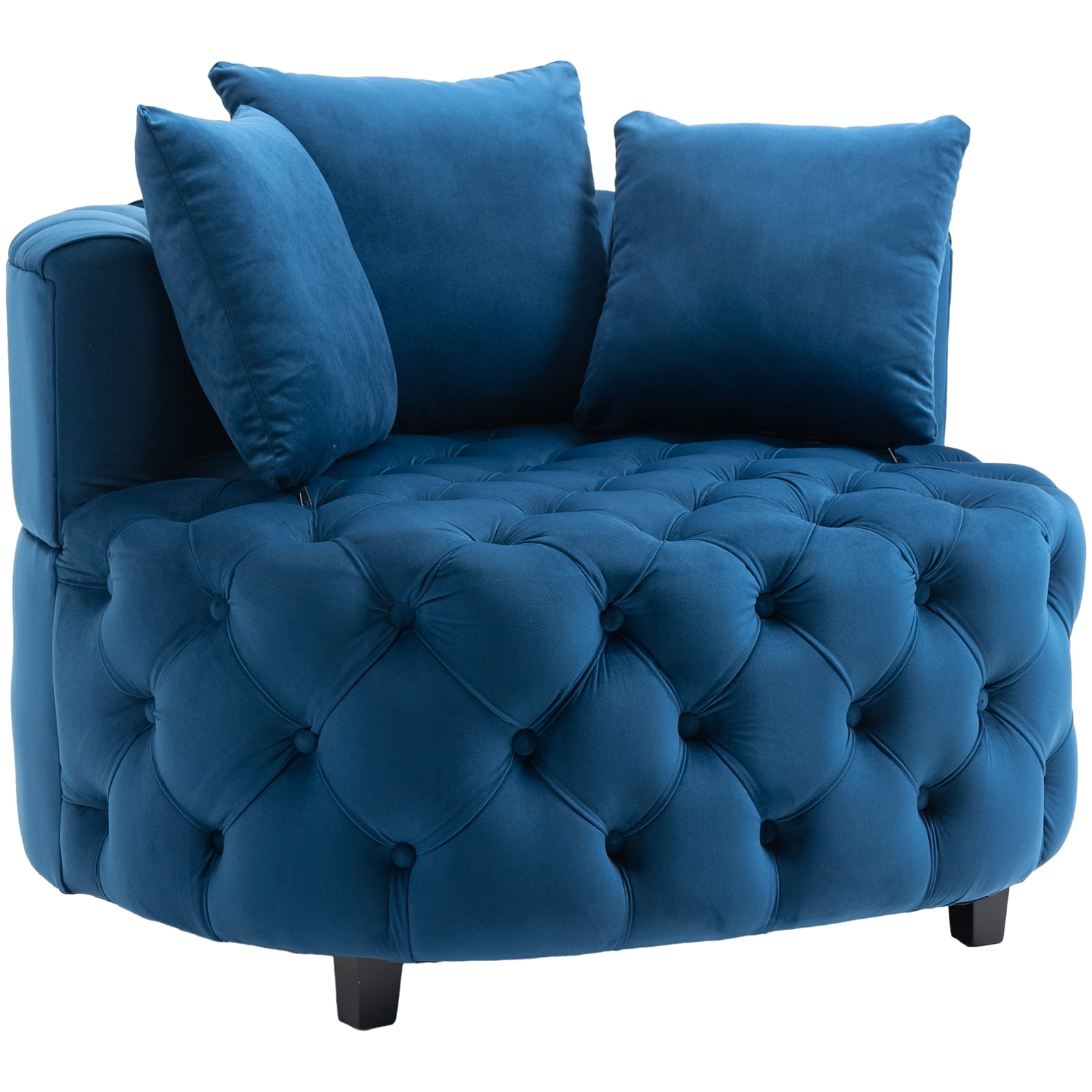 Luxurious Velvet Tufted Round Accent Chair with Plush Pillows for ...