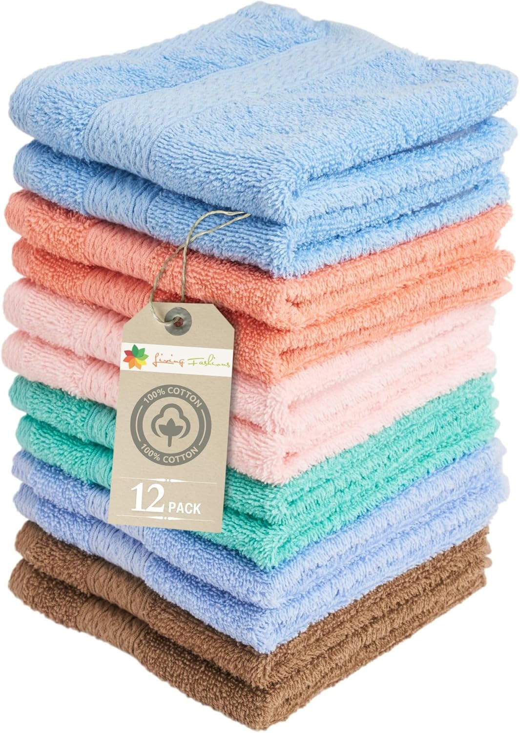 Luxurious Washcloths – Set of 12 – Size 13” x 13” – Thick Loop Pile ...