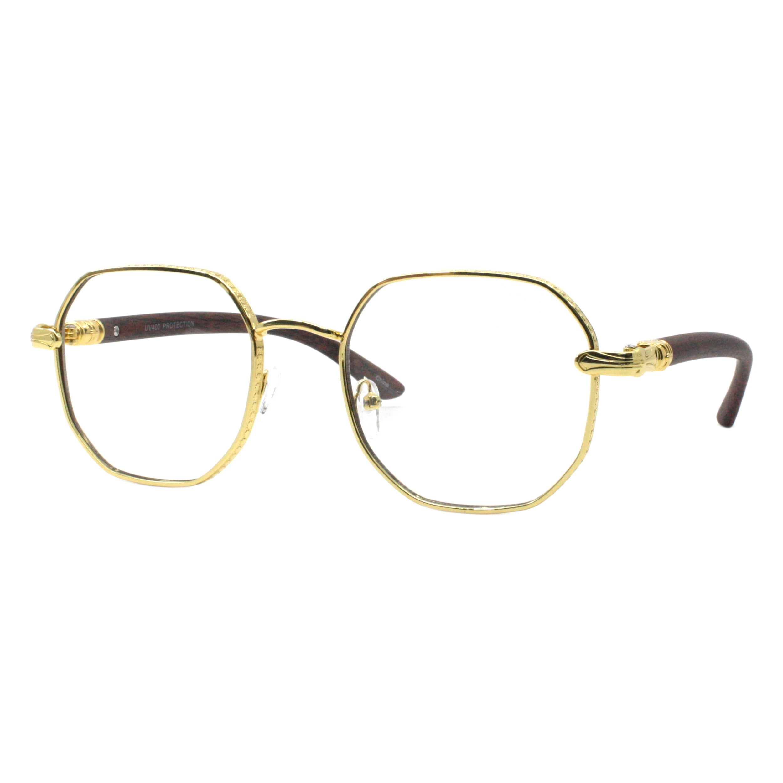 Luxurious Wood Buffs Clear Lens Glasses Hipster Designer Style UV400 ...