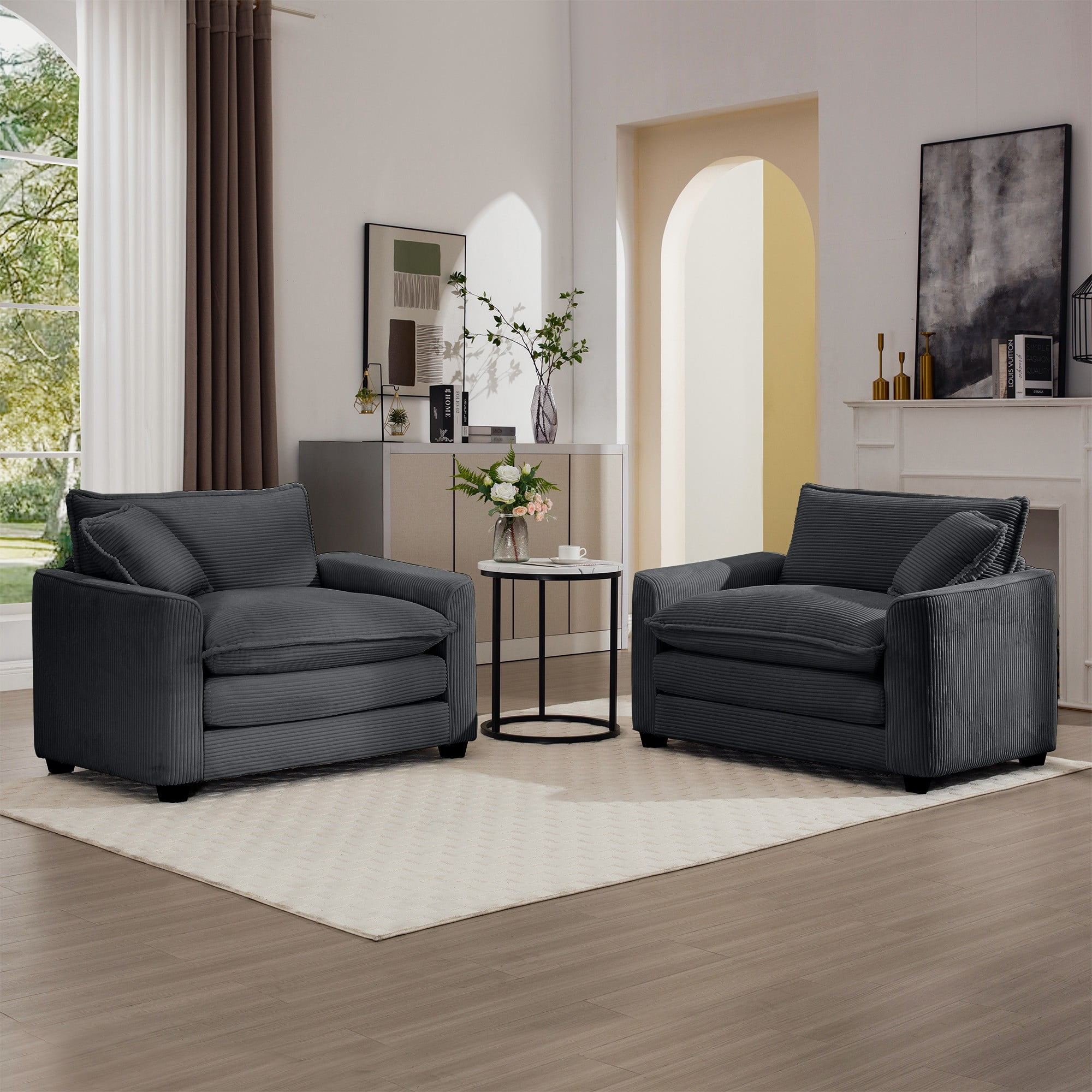 Luxurious and Sophisticated Deep Seated Sofa Set with Two Single Sofas ...