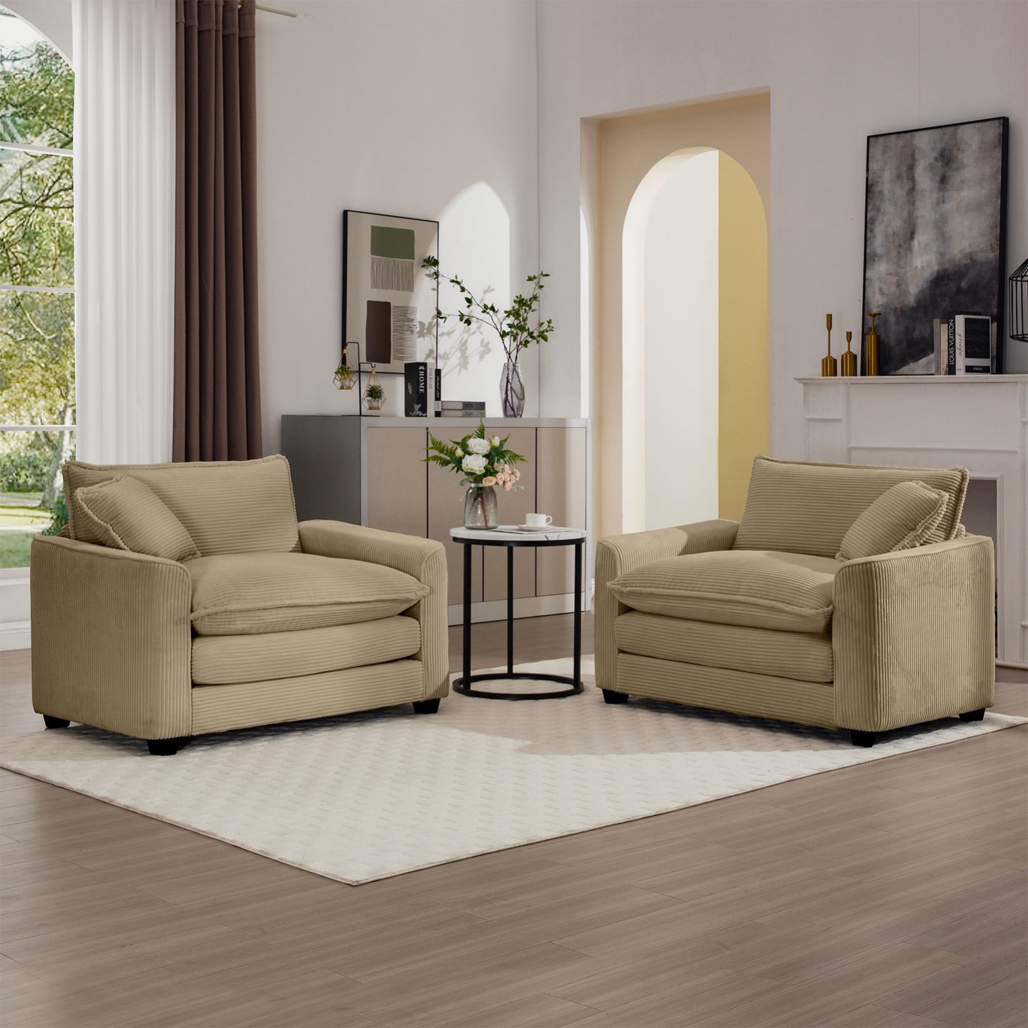 Luxurious and Sophisticated Deep Seated Sofa Set with Two Single Sofas ...