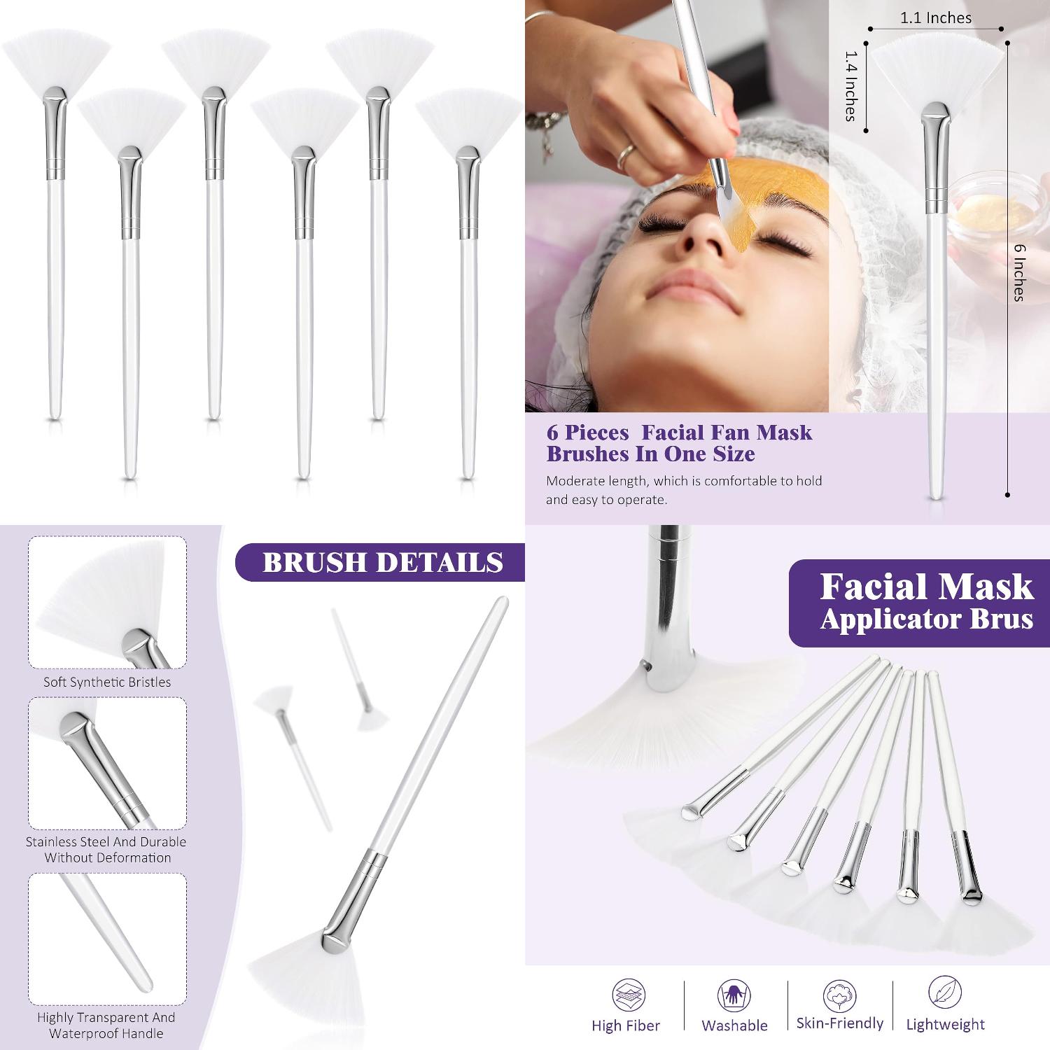 Luxurious and gentle 6-piece soft fan mask brushes for makeup - perfect ...