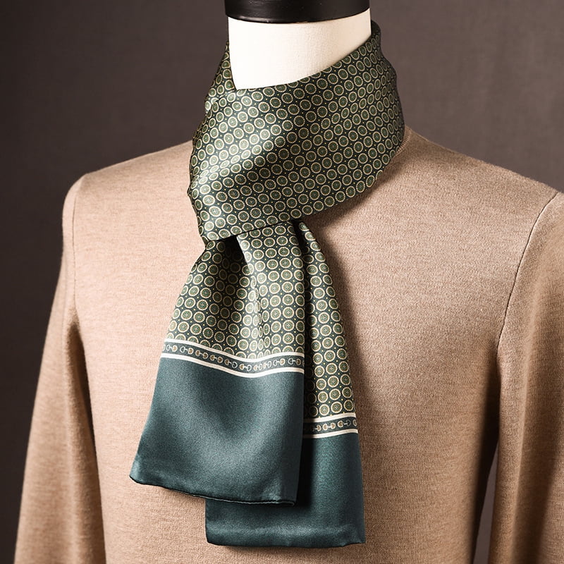 Luxury 100% Silk Scarf for Men - Premium Mulberry Silk Print Neckwear ...