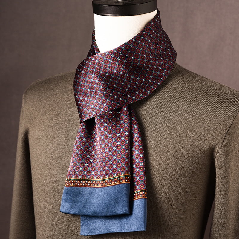 Luxury 100% Silk Scarf for Men - Premium Mulberry Silk Print Neckwear ...