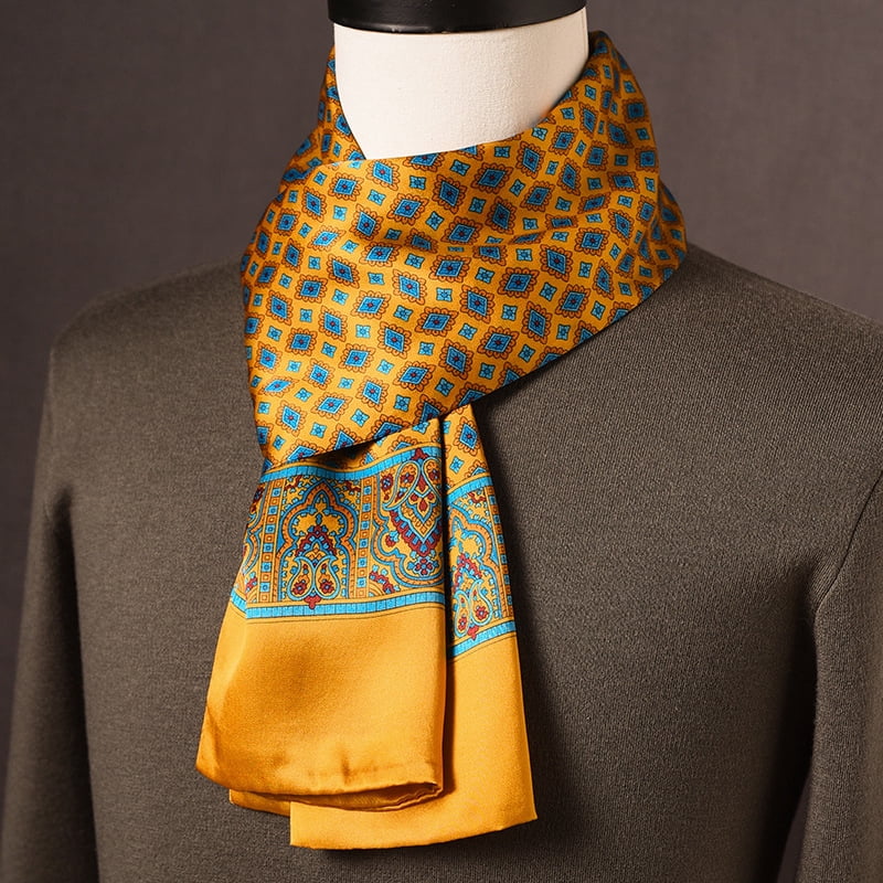Luxury 100% Silk Scarf for Men - Premium Mulberry Silk Print Neckwear ...