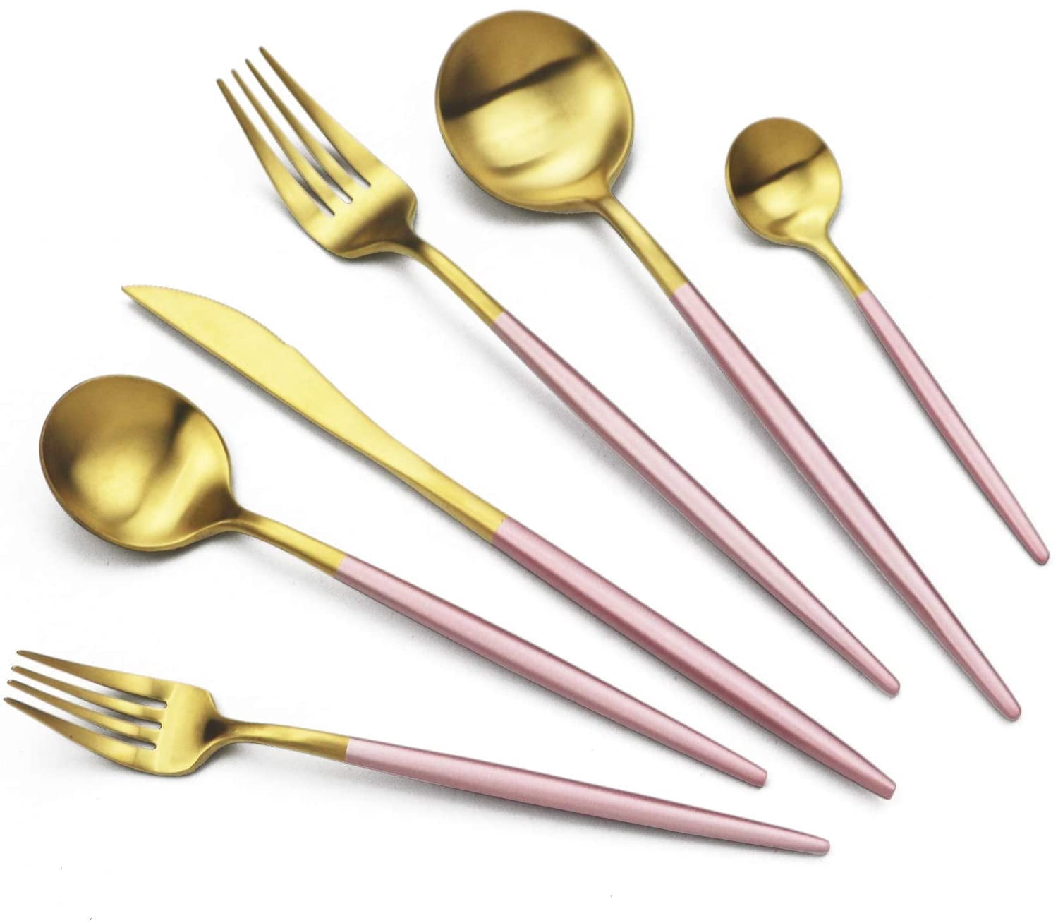 Luxury 18/10 Pink Handle Flatware Gold Silverware Set 304 Stainless ...