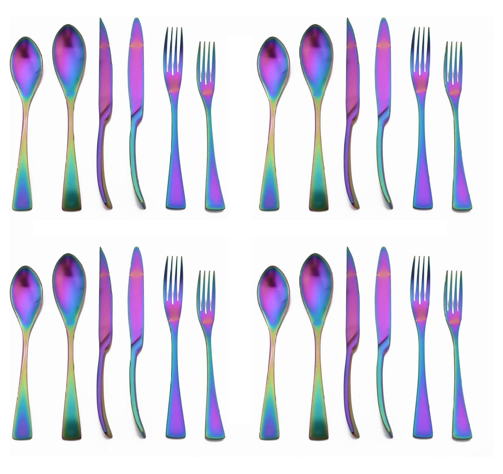 Luxury 18/10 Stainless Steel Matte Rainbow Colorful Cutlery Flatware ...