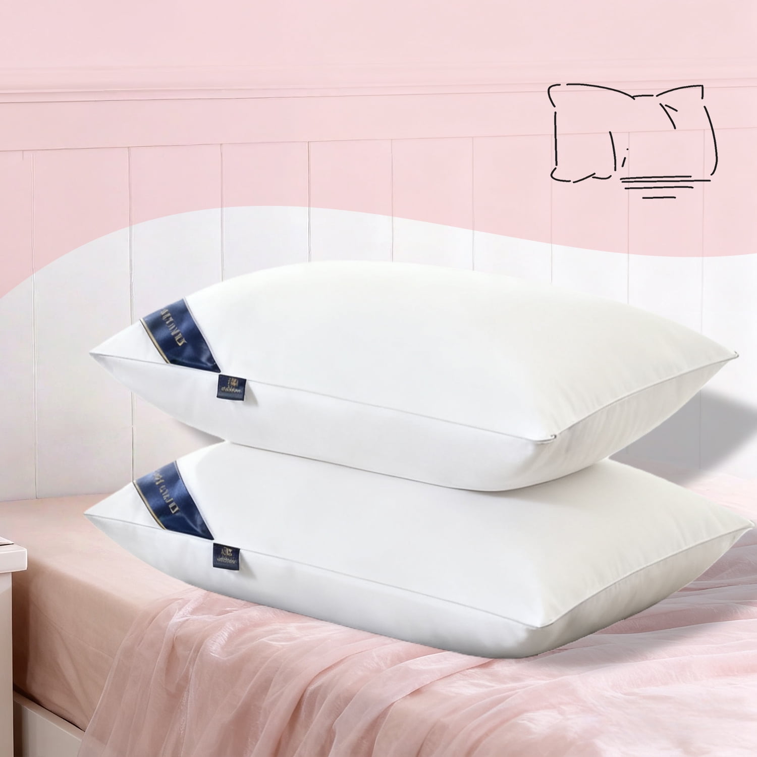 Luxury 2-Pack Standard Size Bed Pillows for Adults - 17 x 27 Inches ...