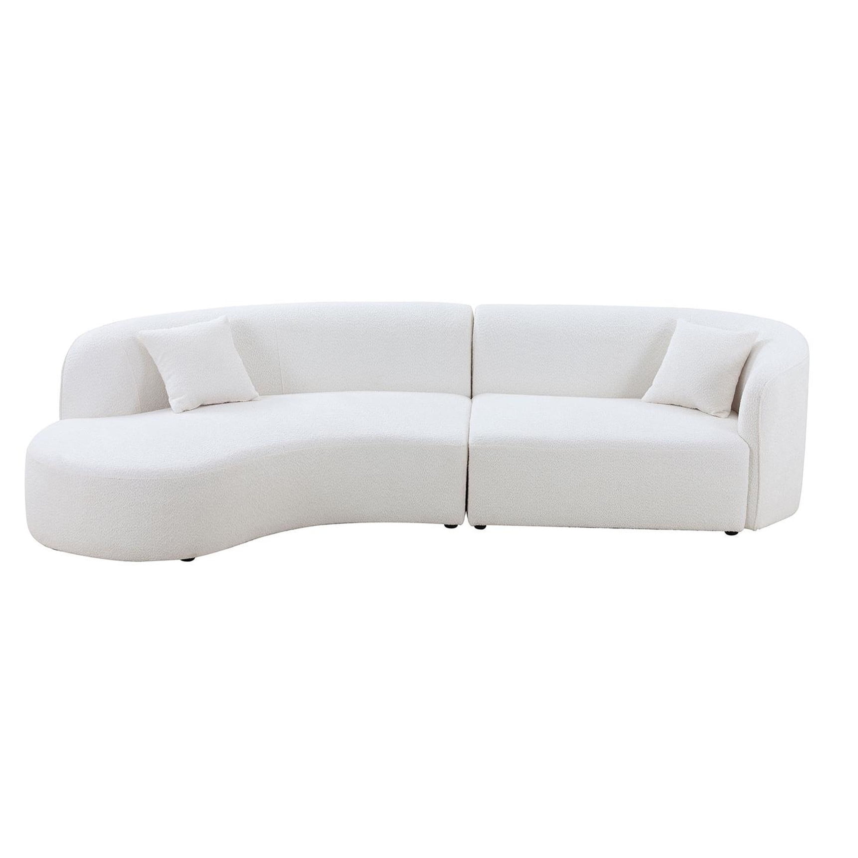 Luxury 2-Piece Boucle Curved Sofa with Chaise - Left Facing, Perfect ...