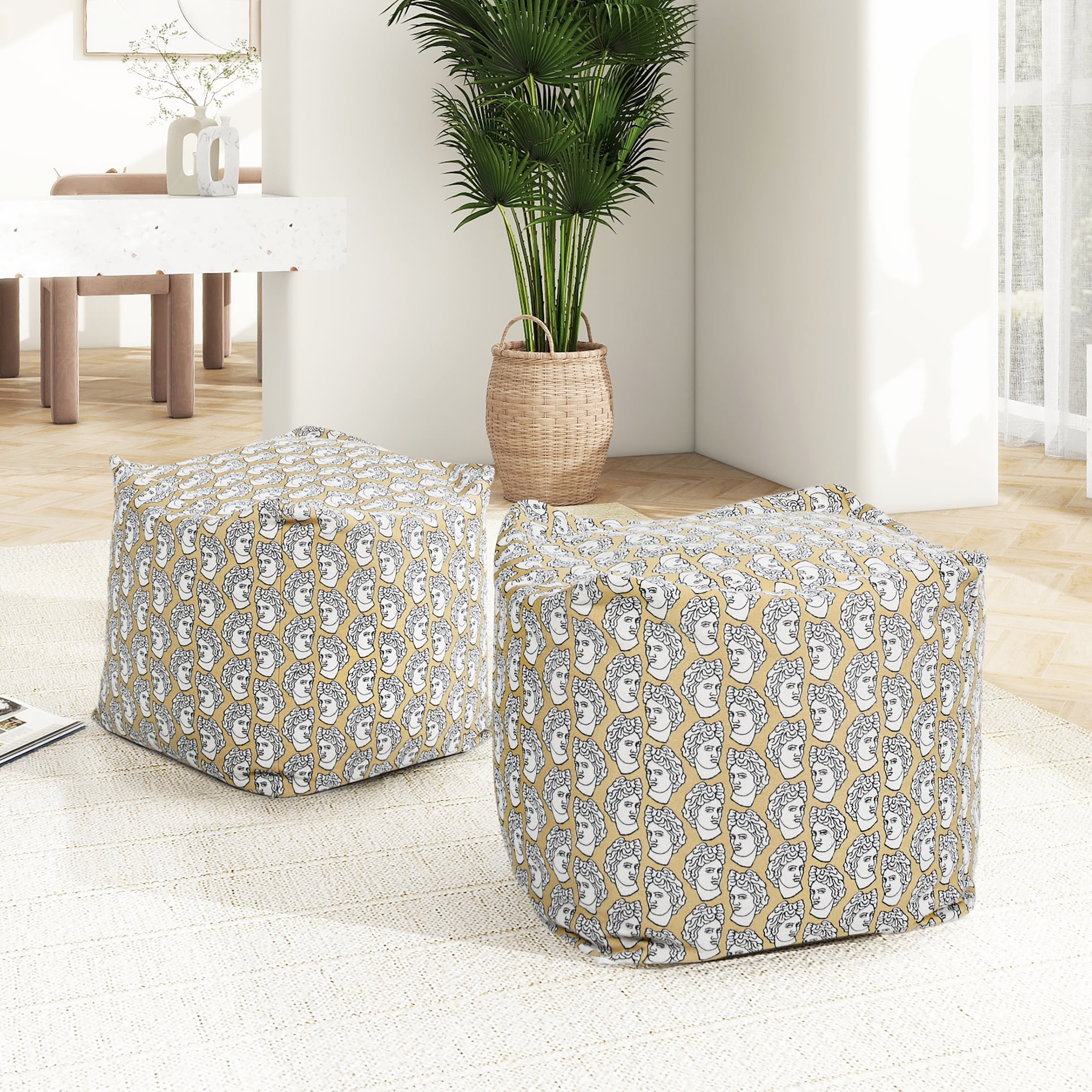 Luxury 20" Bean Bag Cube With Bust Gold & Cream Embroidery - Fine Roman ...