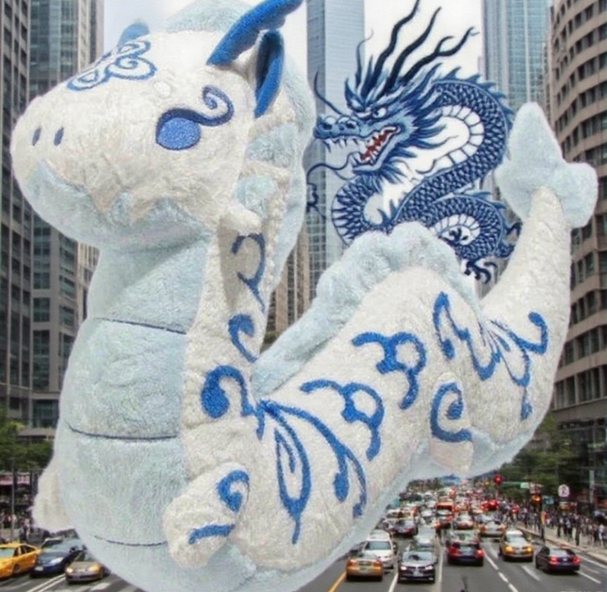 Luxury 21-Inch Long Sheng Dragon Plush – Blue-and-White Porcelain Toy ...