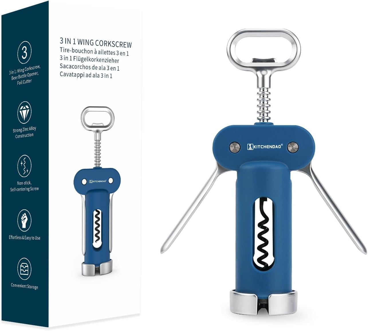 Luxury 3 in 1 Wine Opener with Foil Cutter, Beer Bottle Opener, Sturdy ...