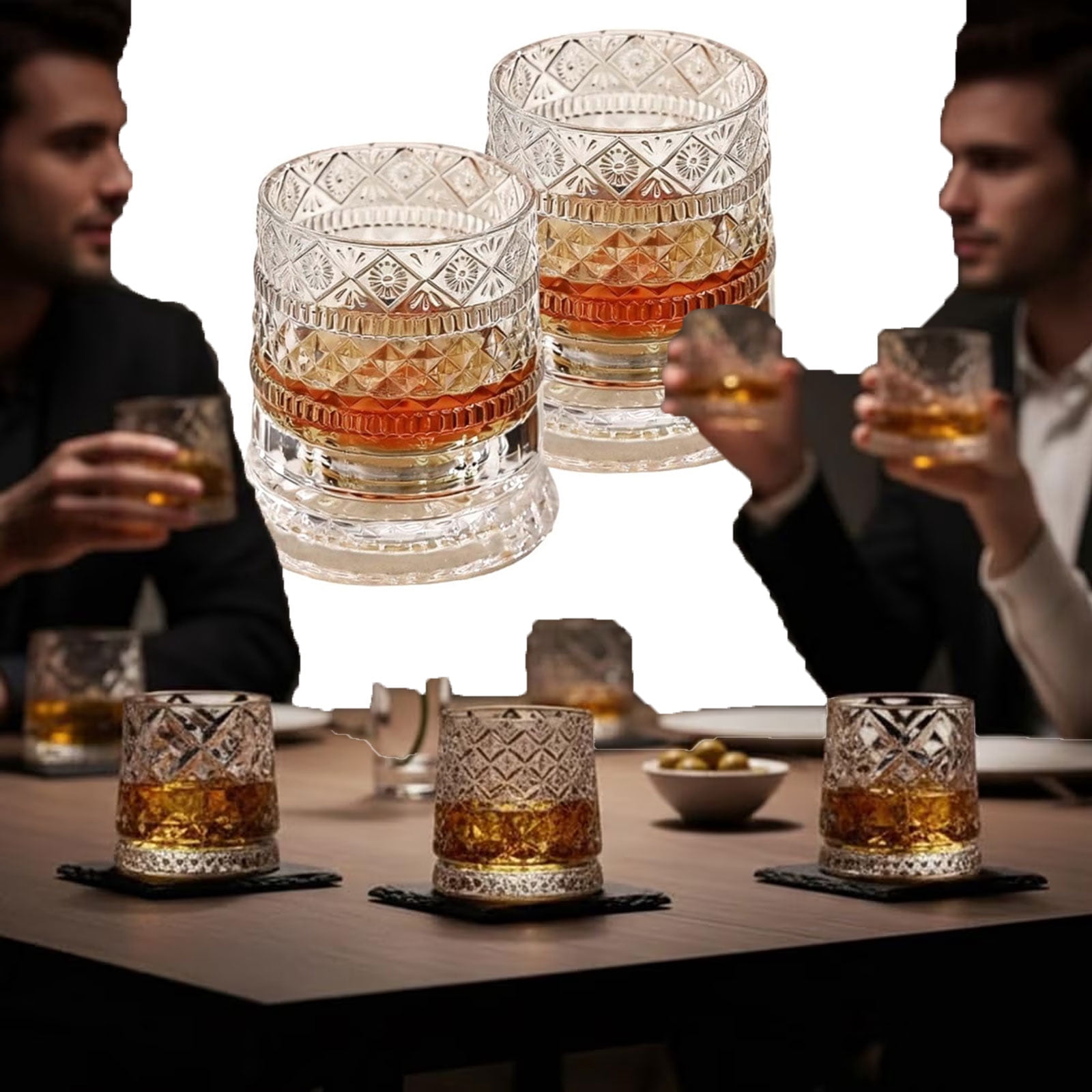 Luxury 360° Spinning Crystal Glass, Rotating Whiskey Glass with Heavy ...