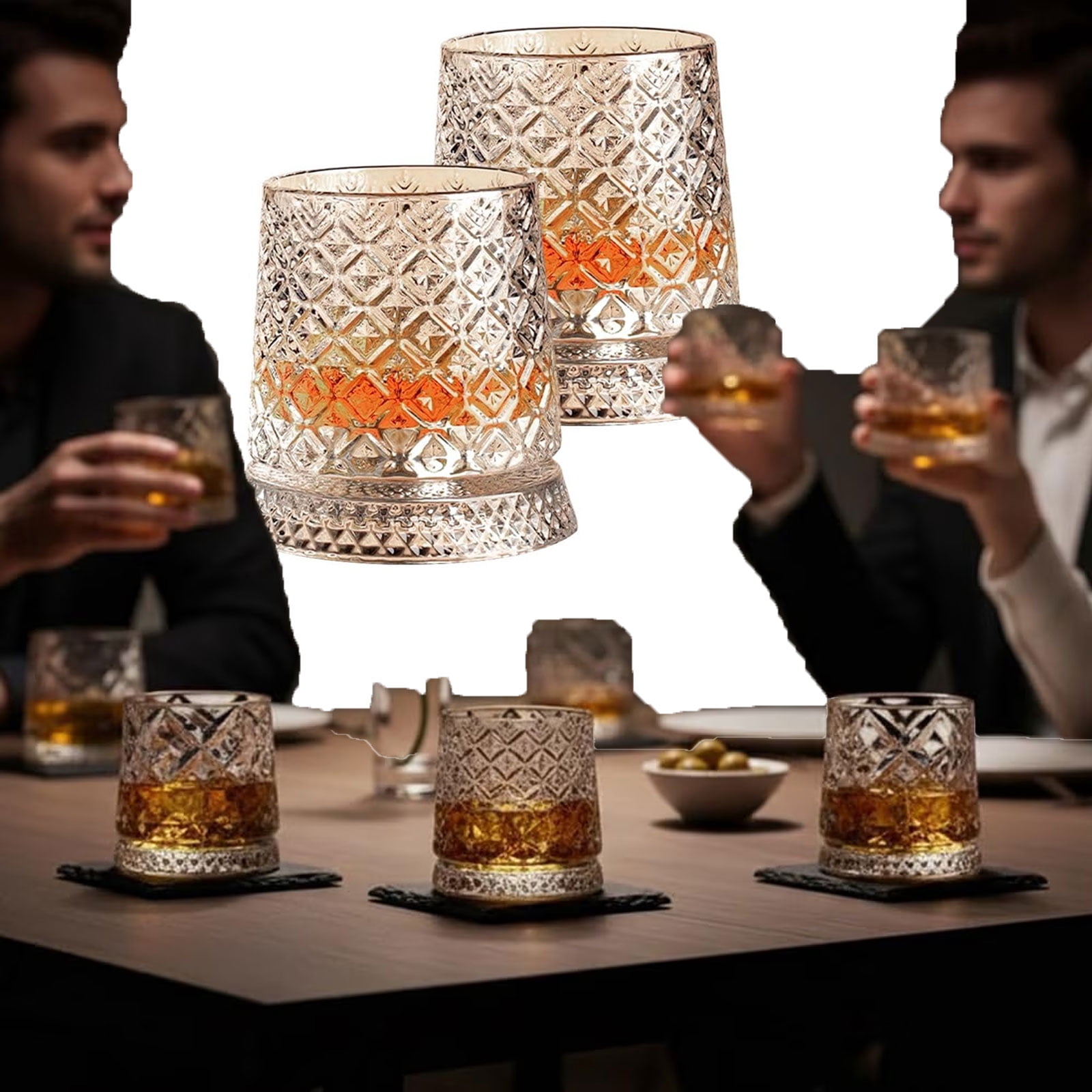 Luxury 360° Spinning Crystal Glass, Rotating Whiskey Glass with Heavy ...