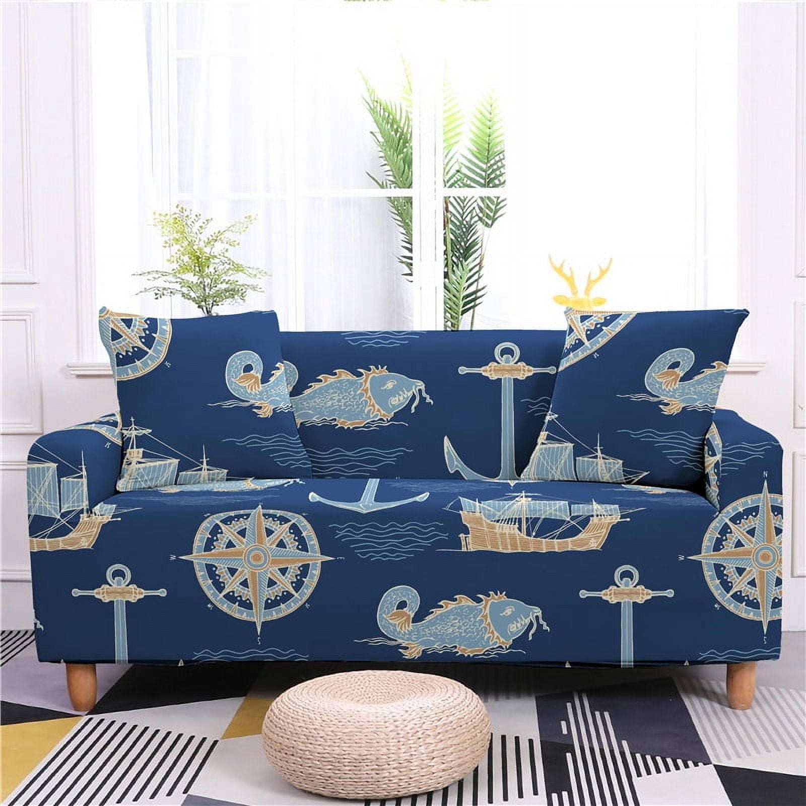 Luxury 3D Anchor Print Sofa Cover Slipcover Stretch Sofa Covers for ...