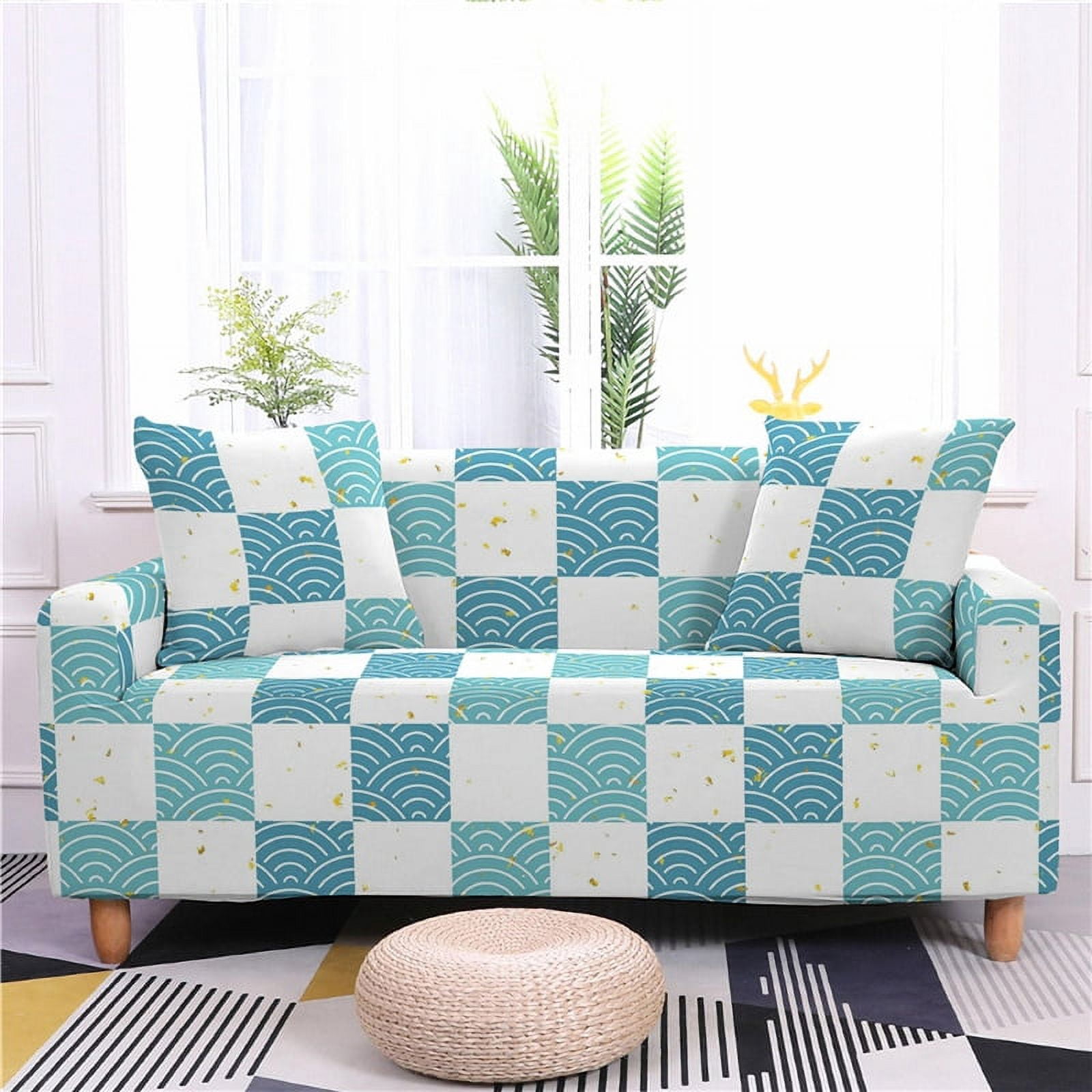 Luxury 3D Geometry Plaid Print Stretch Sofa Seat Cover Sofa Cover ...