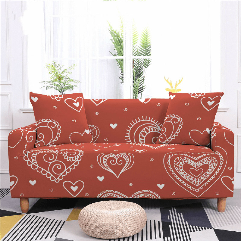 Luxury 3D Heart Love Print Sofa Cover Slipcover Stretch Sofa Covers for ...