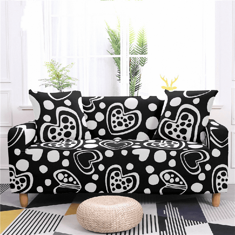 Luxury 3D Heart Love Print Sofa Cover Slipcover Stretch Sofa Covers for ...
