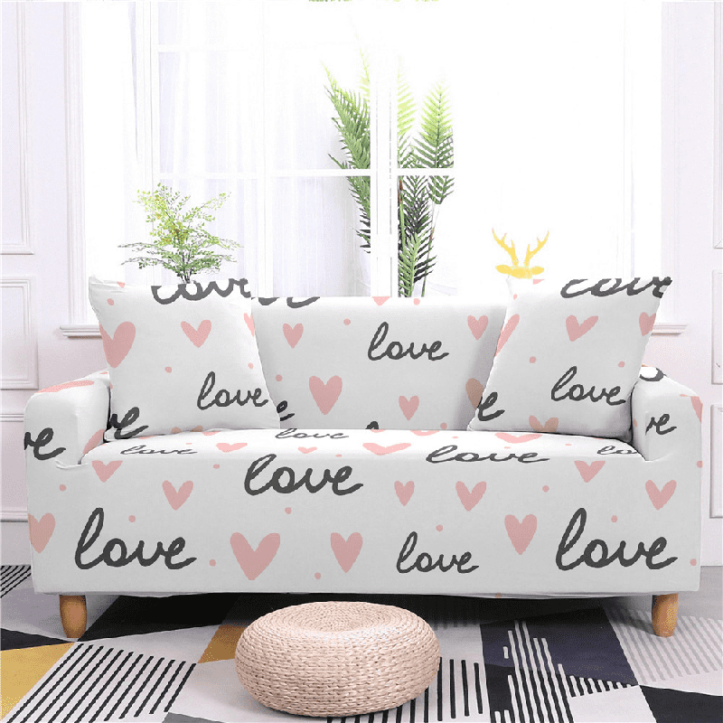 Luxury 3D Heart Love Print Sofa Cover Slipcover Stretch Sofa Covers for ...