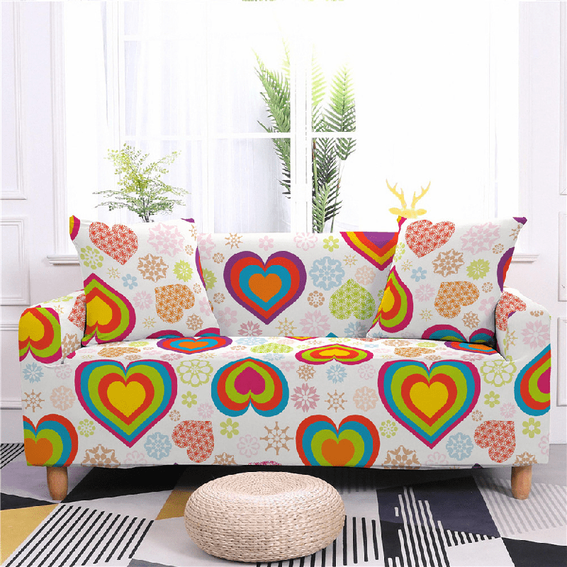 Luxury 3D Heart Love Print Sofa Cover Slipcover Stretch Sofa Covers for ...