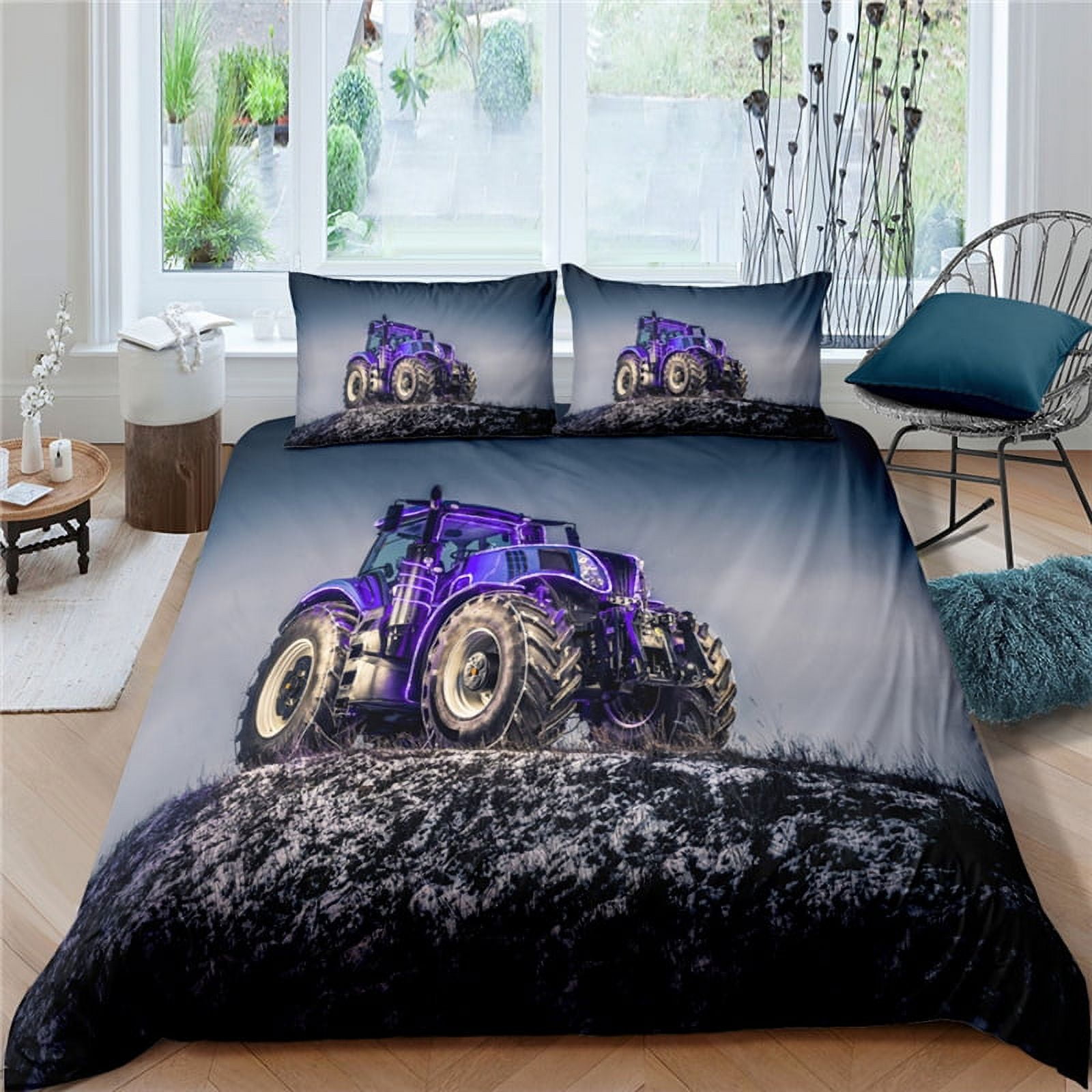 Luxury 3D Tractor Print 2/3Pcs Kids Bedding Set Comfortable Duvet Cover ...