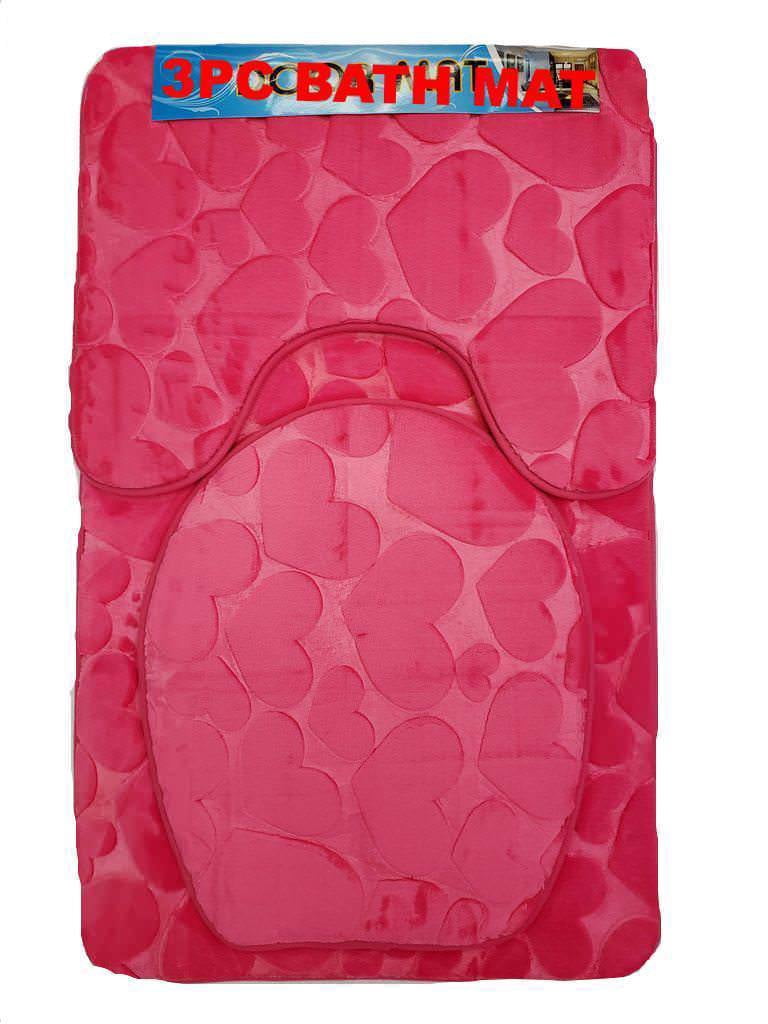Luxury 3PC Soft Memory Foam Hot Pink Bath Set Bath Mat Toilet Cover ...