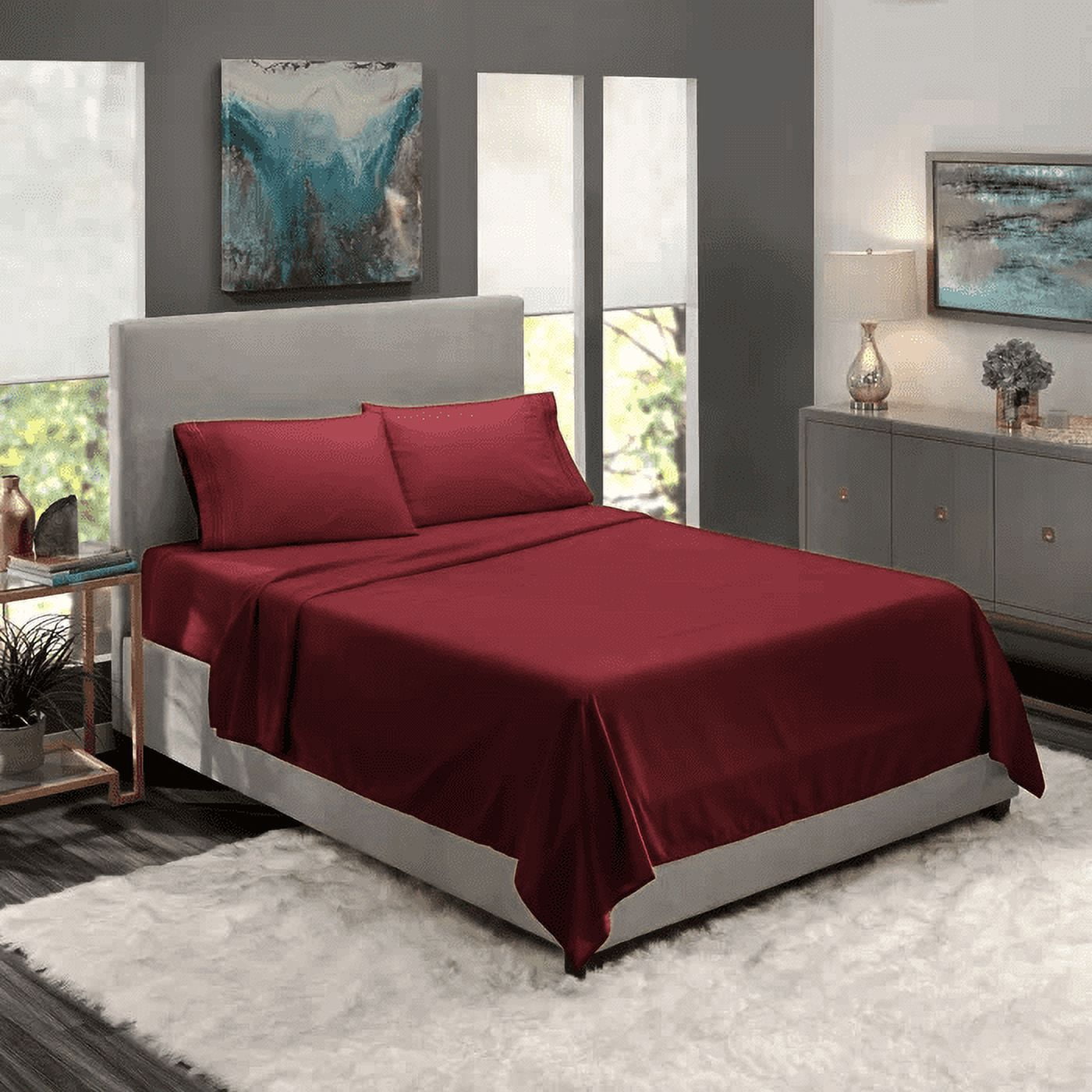 Luxury 4 Pcs Bed Sheet Deep Pocket 1900 Count 100% Egyptian Comfort Bed ...