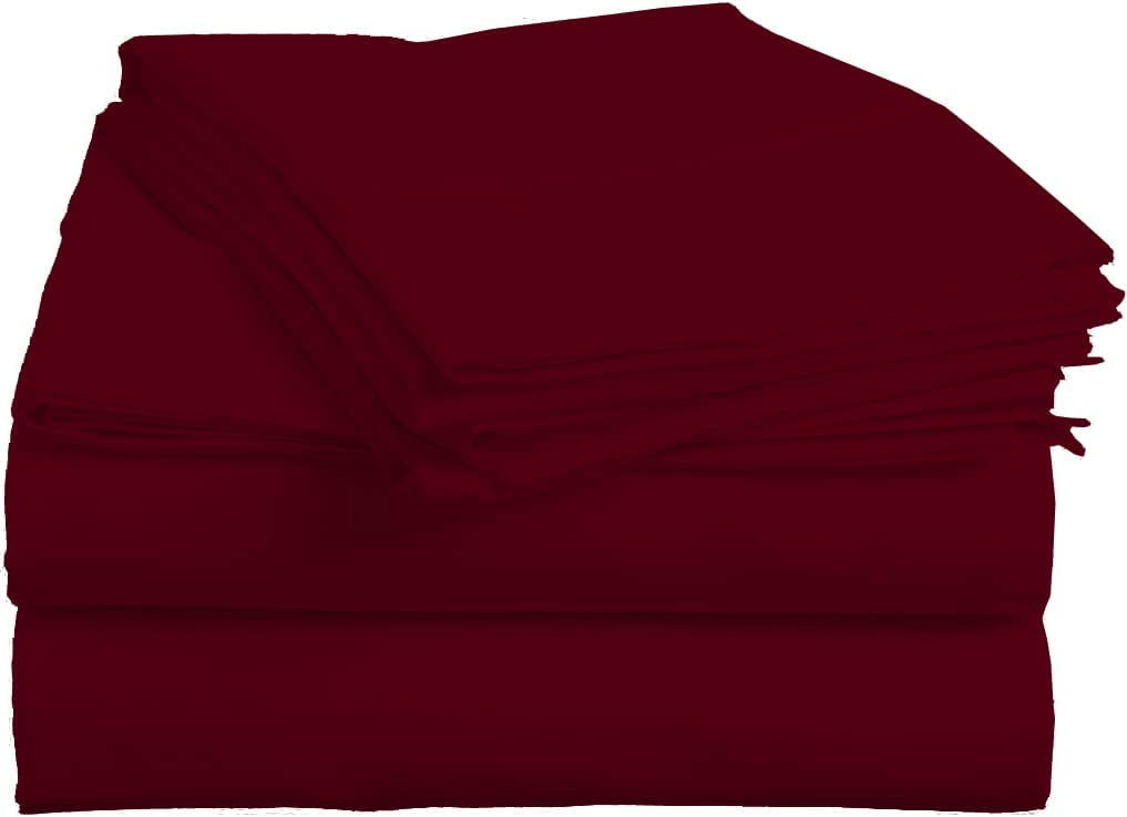 Luxury 4 Piece Bed Sheets Set Cal King Size - Burgundy Solid 100% Pure ...