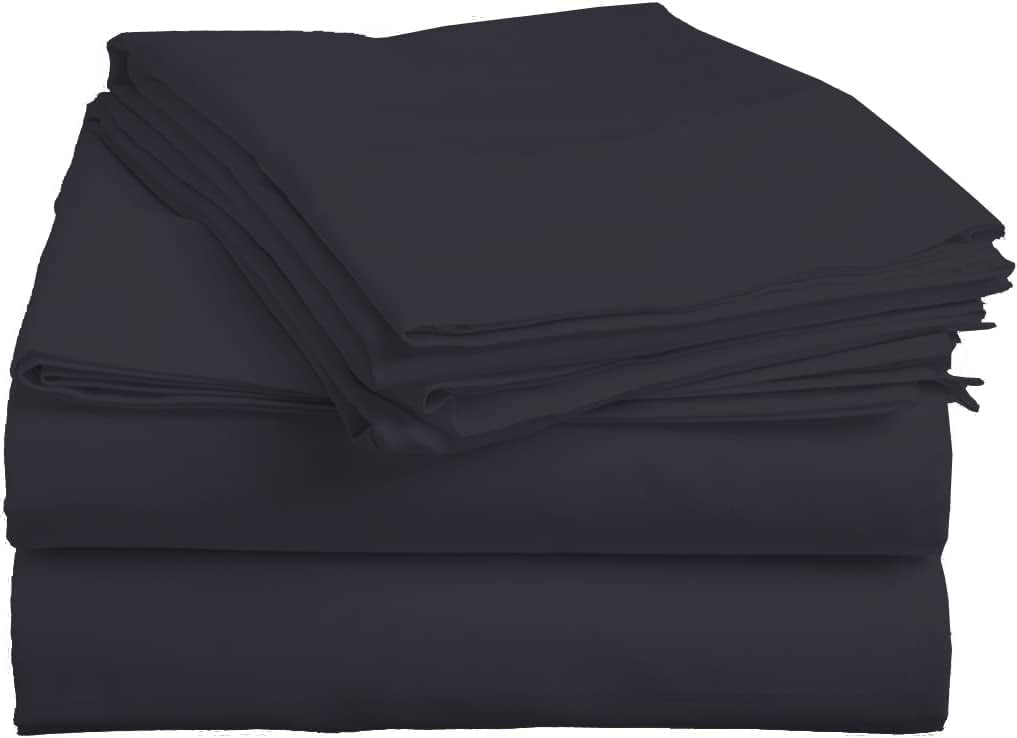 Luxury 4 Piece Bed Sheets Set Twin Size - Black Solid 100% Pure ...