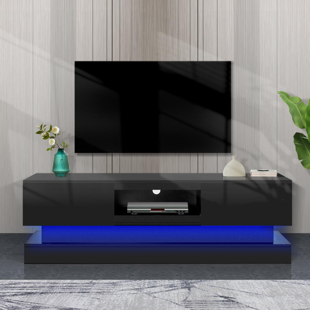 Luxury 63inch Modern TV Stand with LED Lights,High Glossy Front TV ...