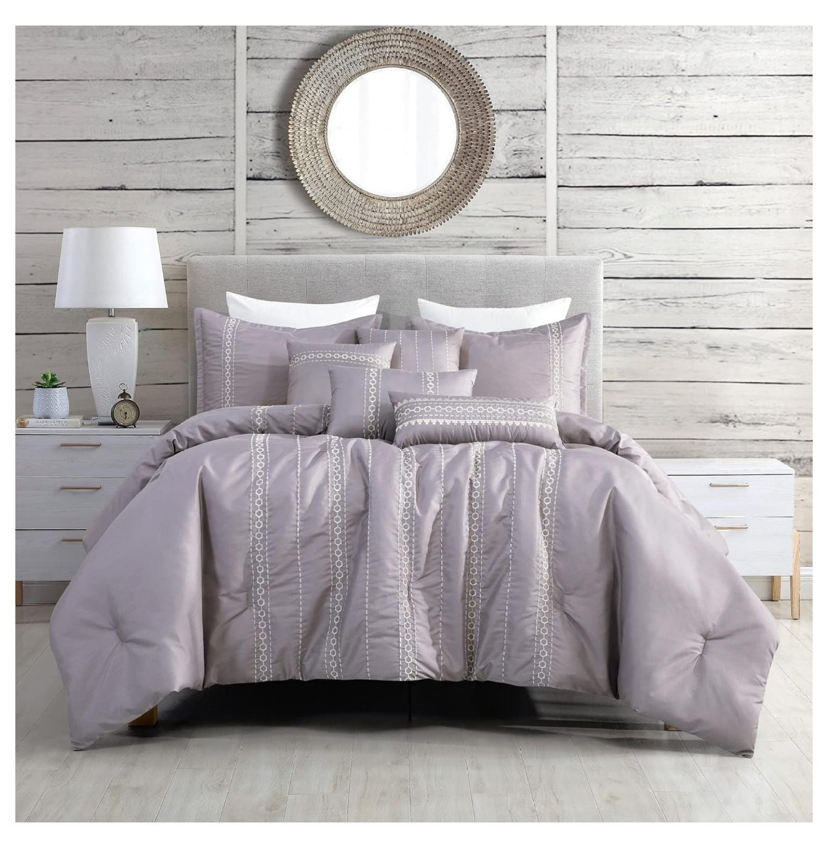 Luxury 7 Piece King/Cal-King Comforter Set with Shams Cushions, Modern ...