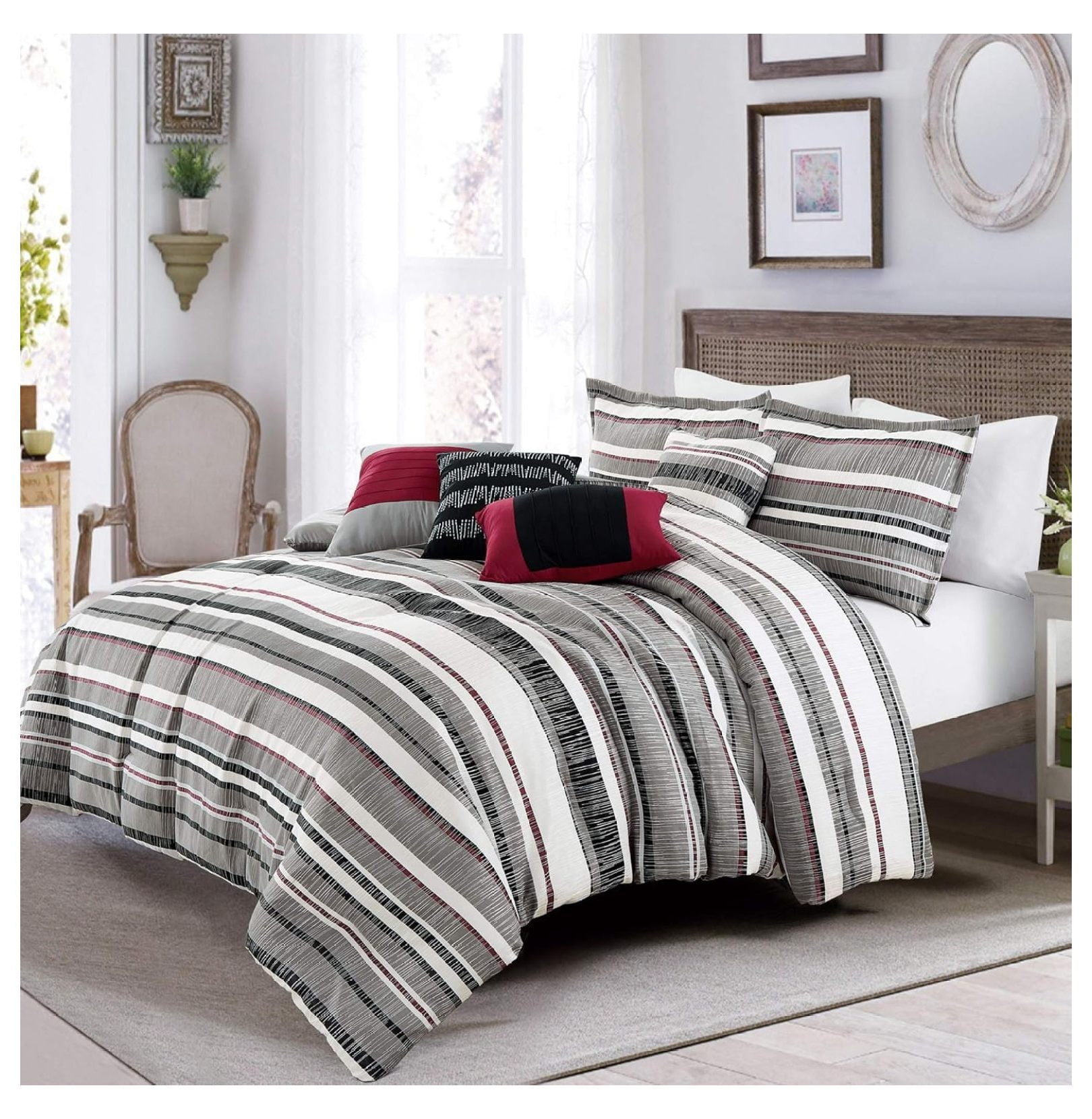 Luxury 7 Piece King|California King Comforter Set with Shams Cushions ...