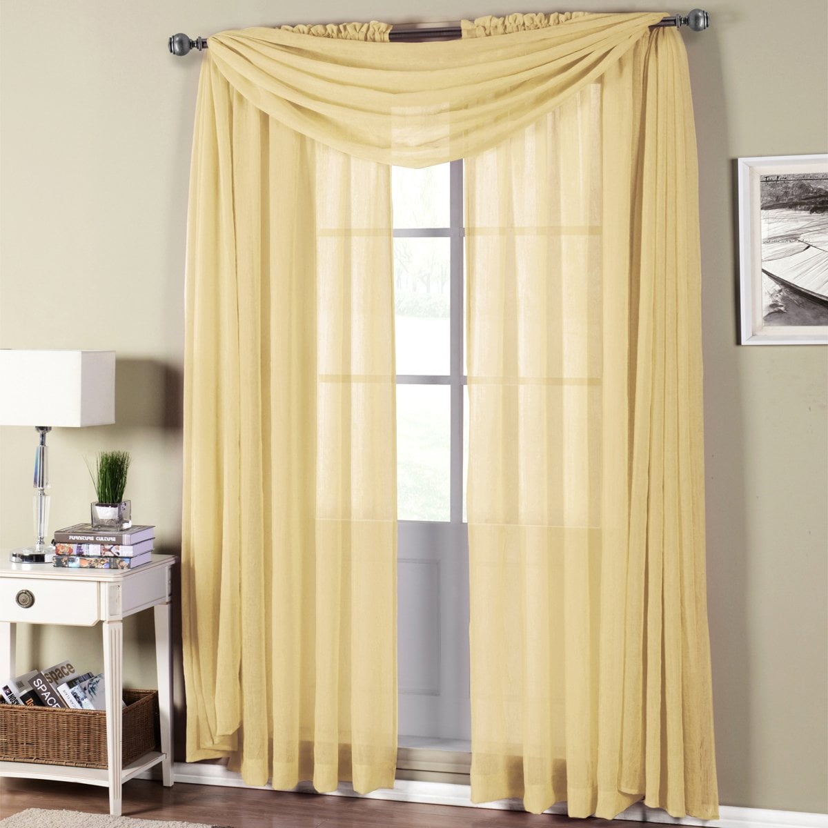 Luxury Abri Rod Pocket Crushed Sheer Curtain Panel (Single) - Walmart.com