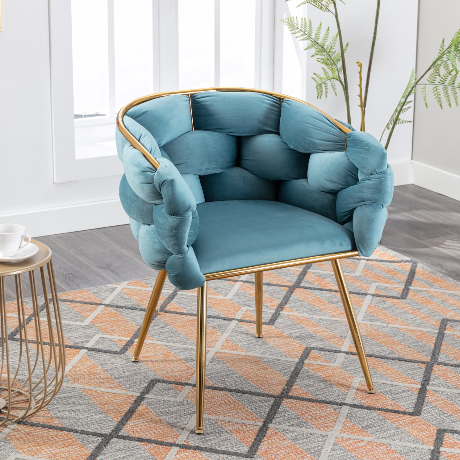 Luxury Accent chair with Velvet Fabric, Modern Simple Chair with Metal ...
