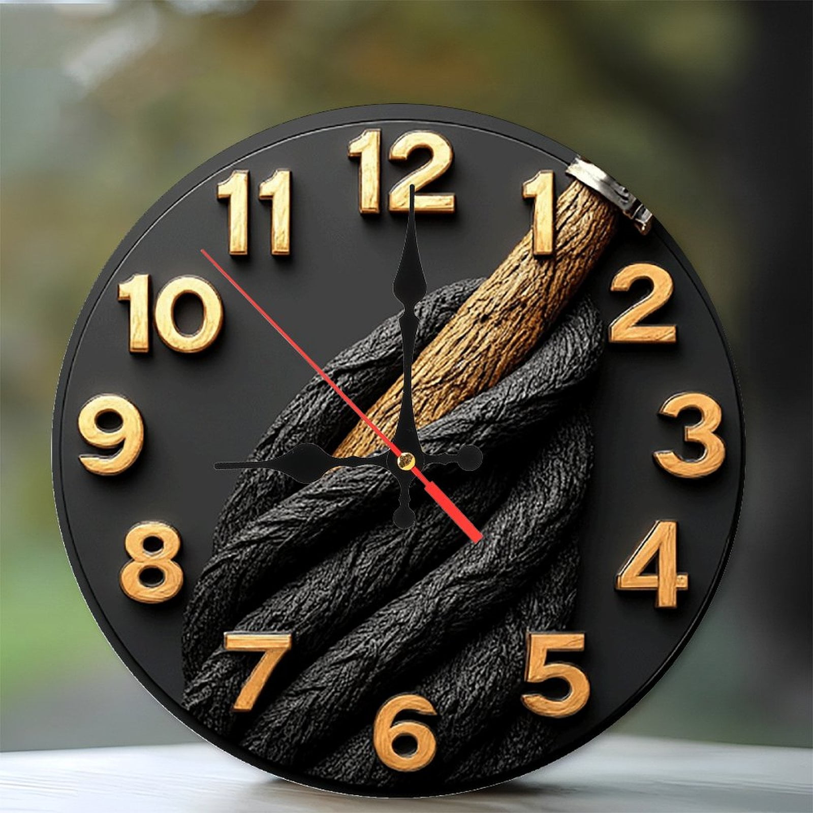 Luxury Antler Rope Wall Clock Home Decor 10-Inch Silent Wooden Wall ...