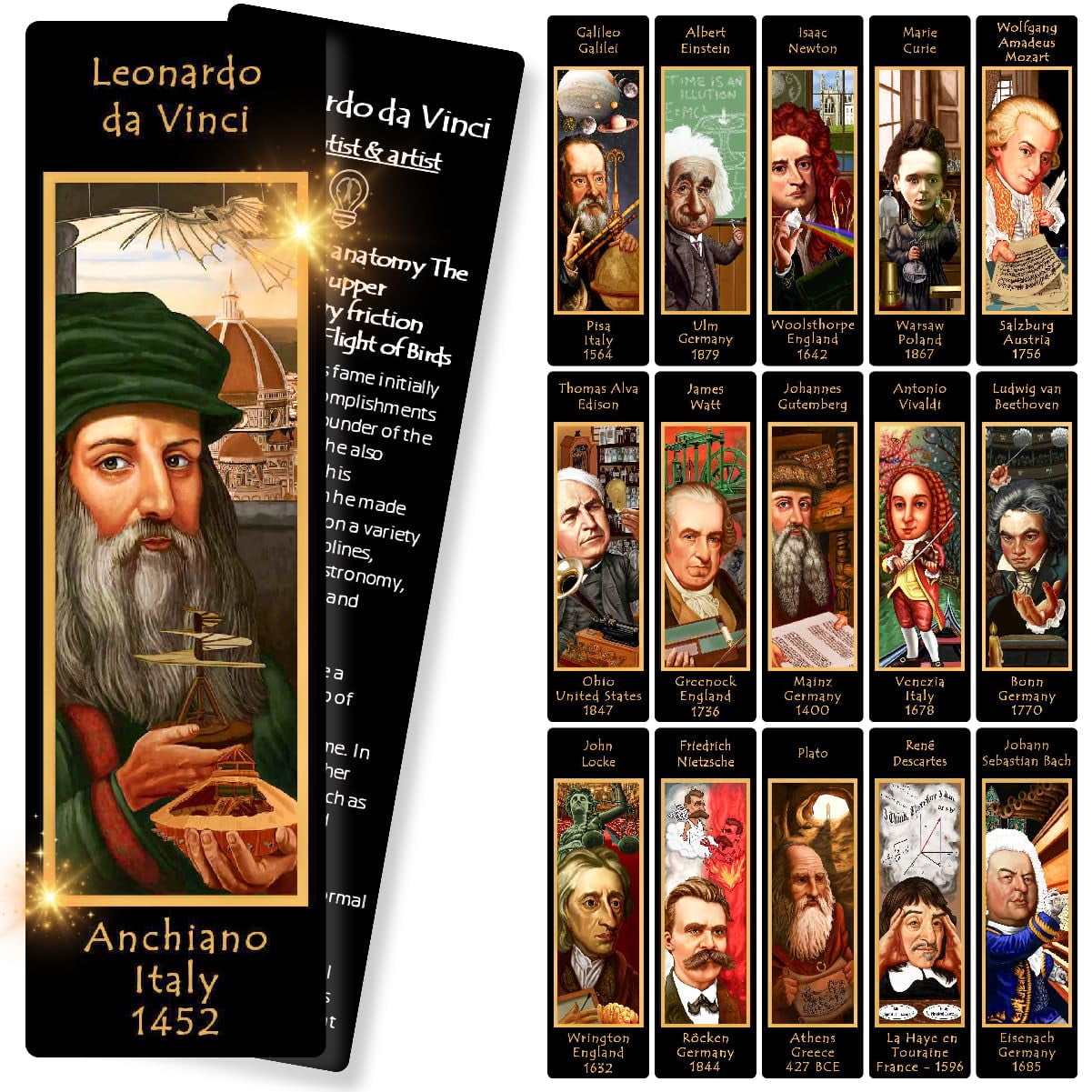 Luxury Art Bookmark Set - 16 Piece Collection. Showcasing Universal ...