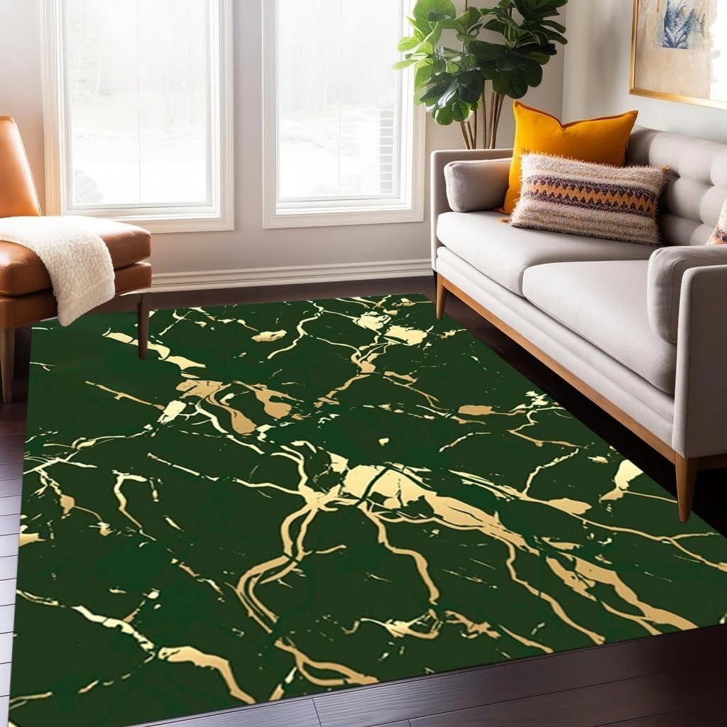 Luxury Art Decor Emerald Green Gold Marble Abstract Modern Living Room ...