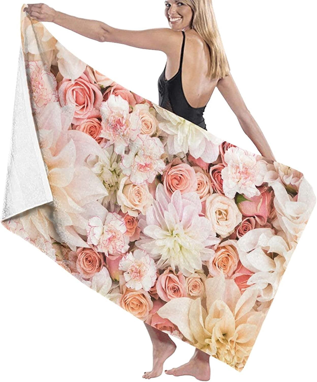Luxury Bath Towels Ultra Soft Highly Absorbent Quick Dry Petal Roses ...