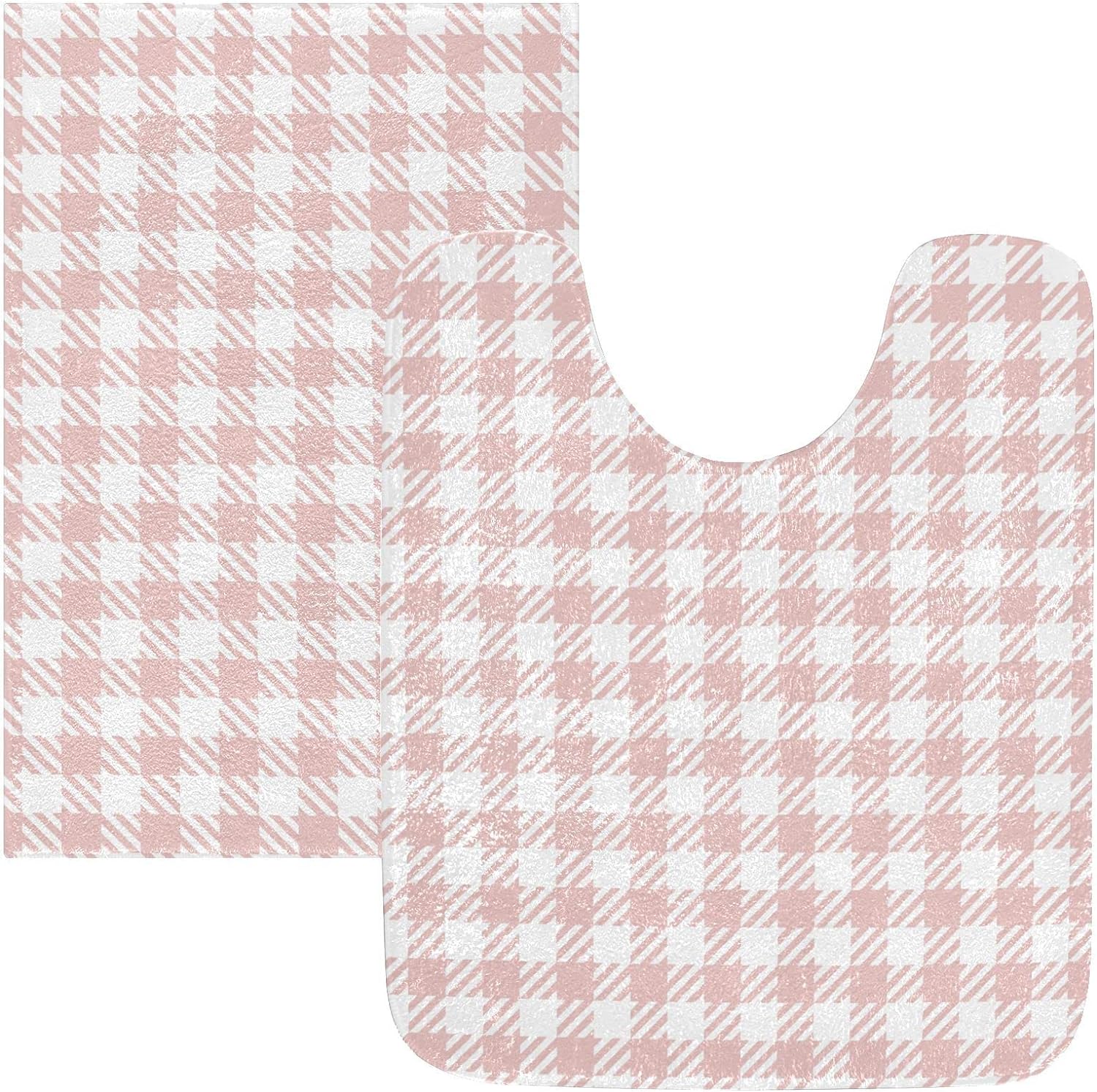 Luxury Bathroom Rug Set 2 PCS, Check Fashion Pink Seamless Pattern Soft ...