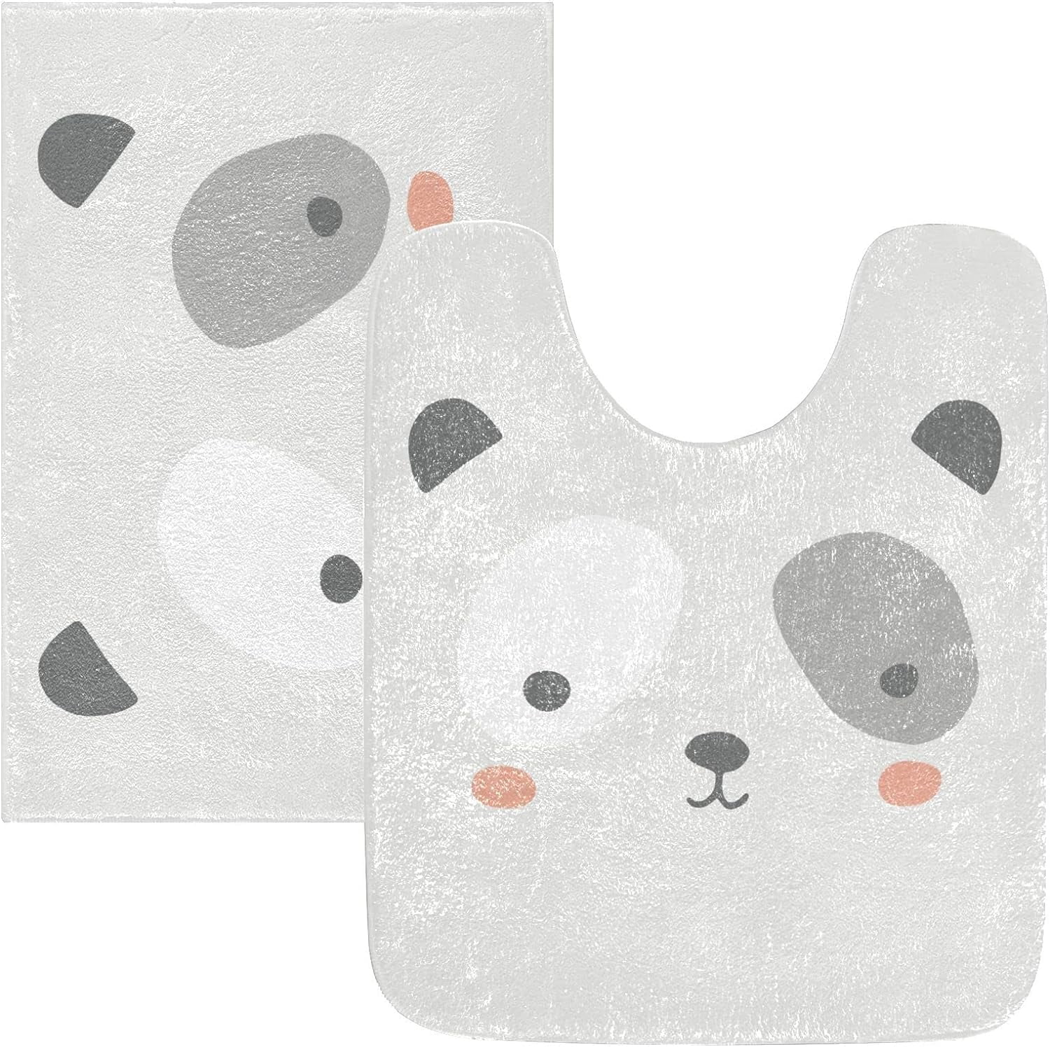 Luxury Bathroom Rug Set 2 PCS, Cute Simple Animal Portraits Panda Soft ...