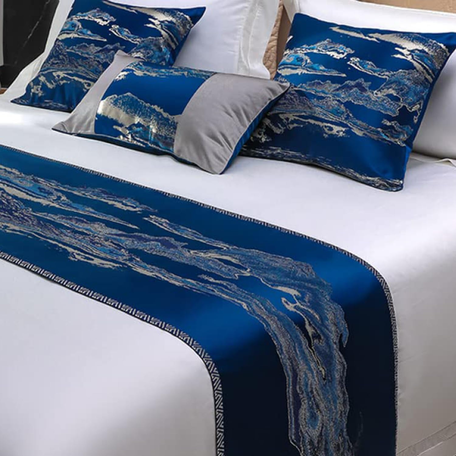 Luxury Bed Runner & Scarves，Landscape Jacquard Design Bed Runner ...