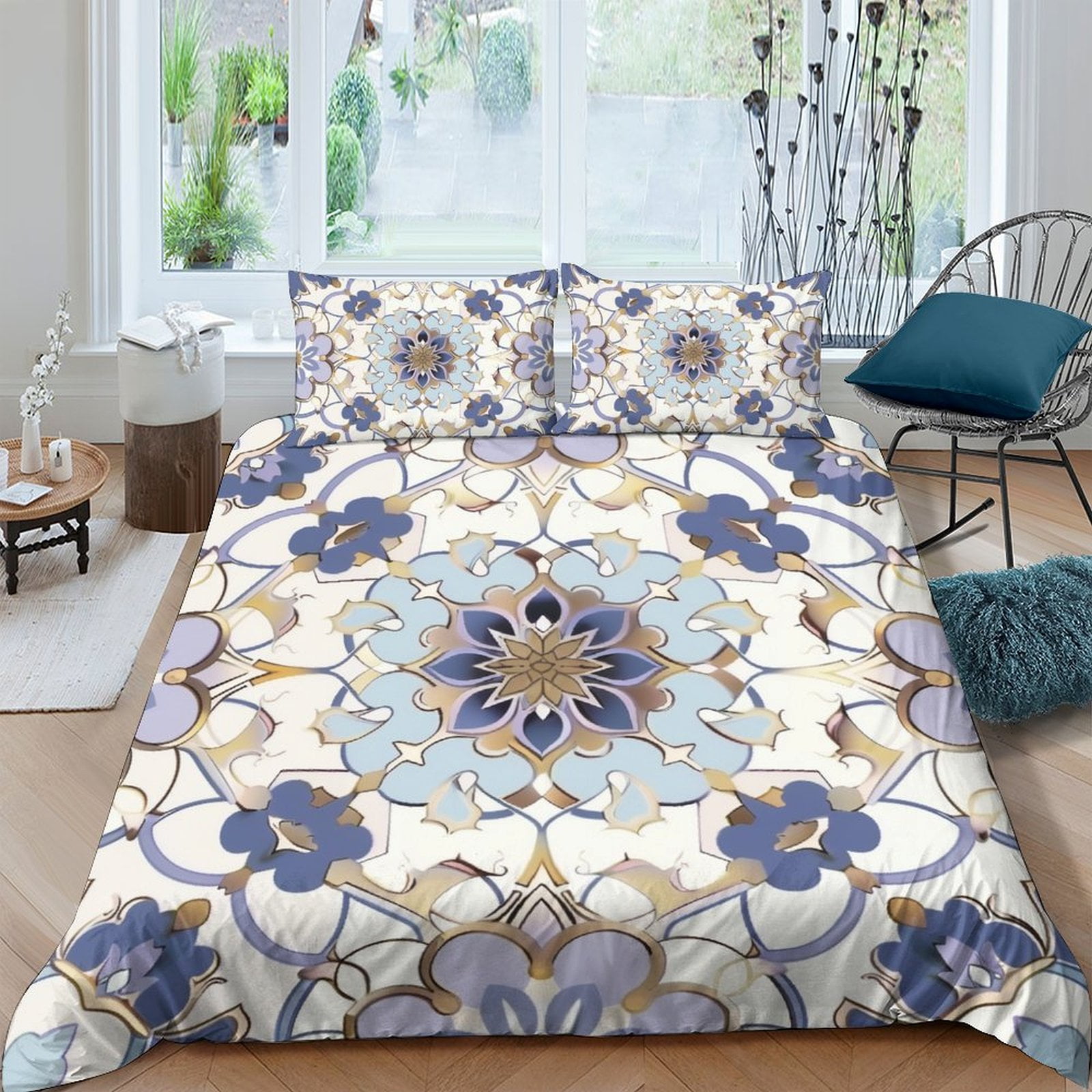 Luxury Bedding Set Classic Abstract Flower Printed Quilt Cover Duvet ...