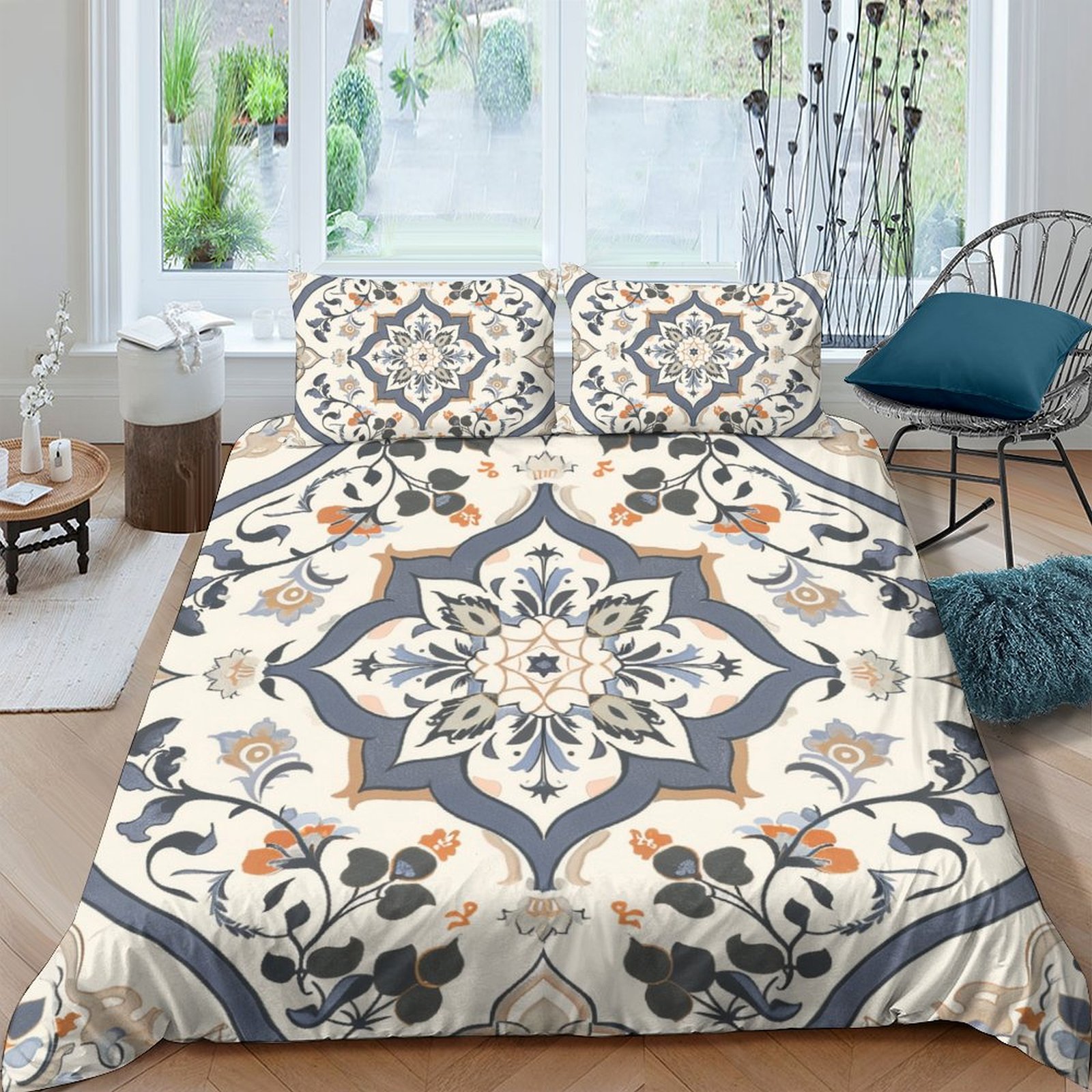 Luxury Bedding Set Classic Abstract Flower Printed Quilt Cover Duvet ...