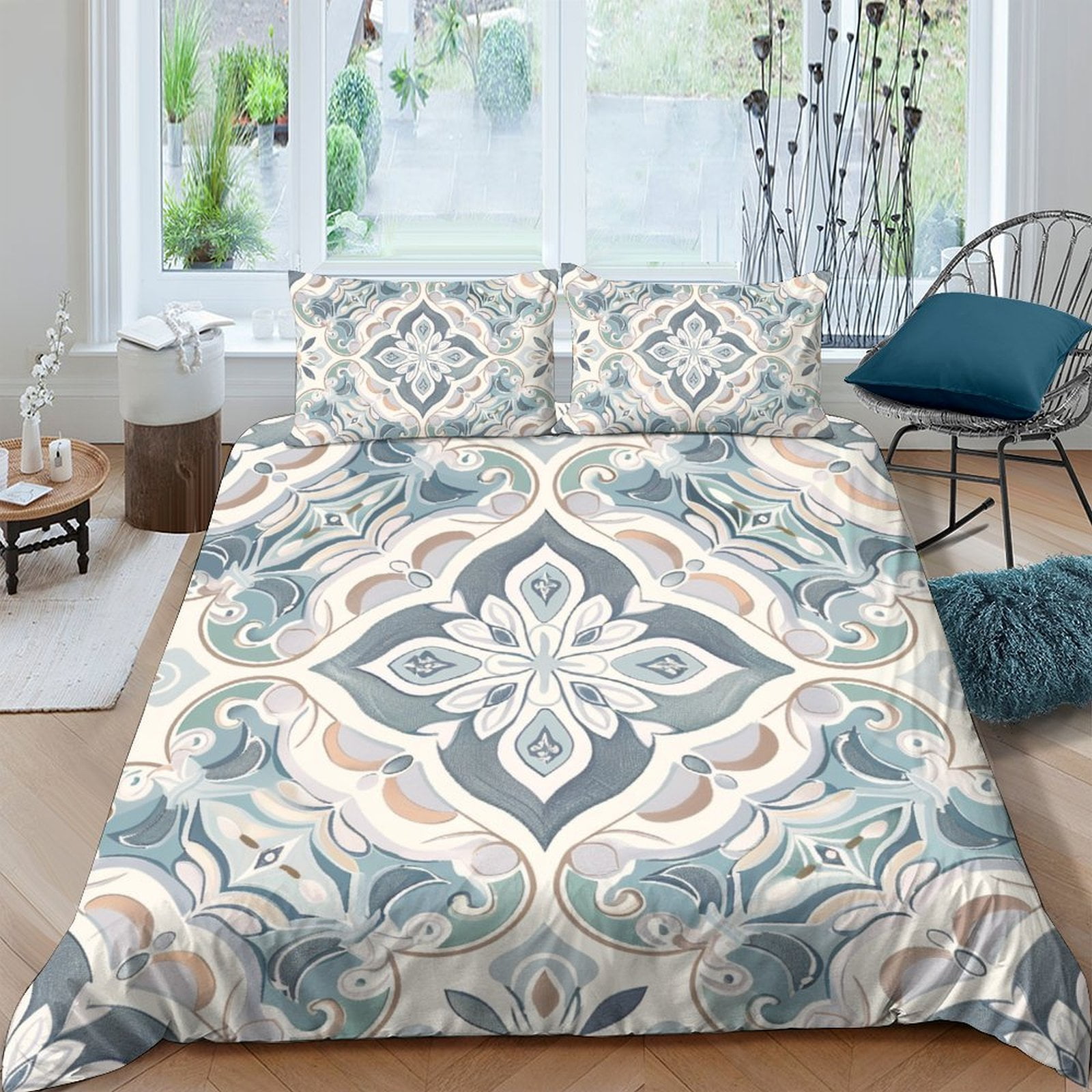 Luxury Bedding Set Classic Abstract Flower Printed Quilt Cover Duvet ...