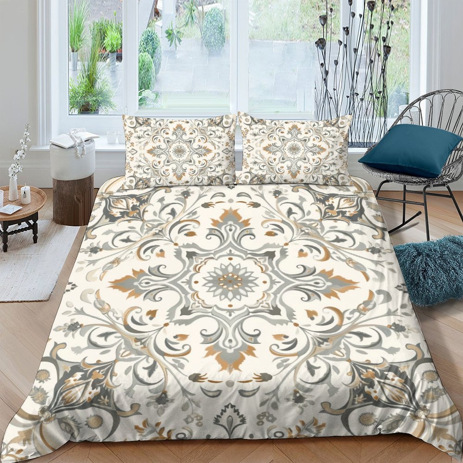 Luxury Bedding Set Classic Abstract Flower Printed Quilt Cover Duvet ...