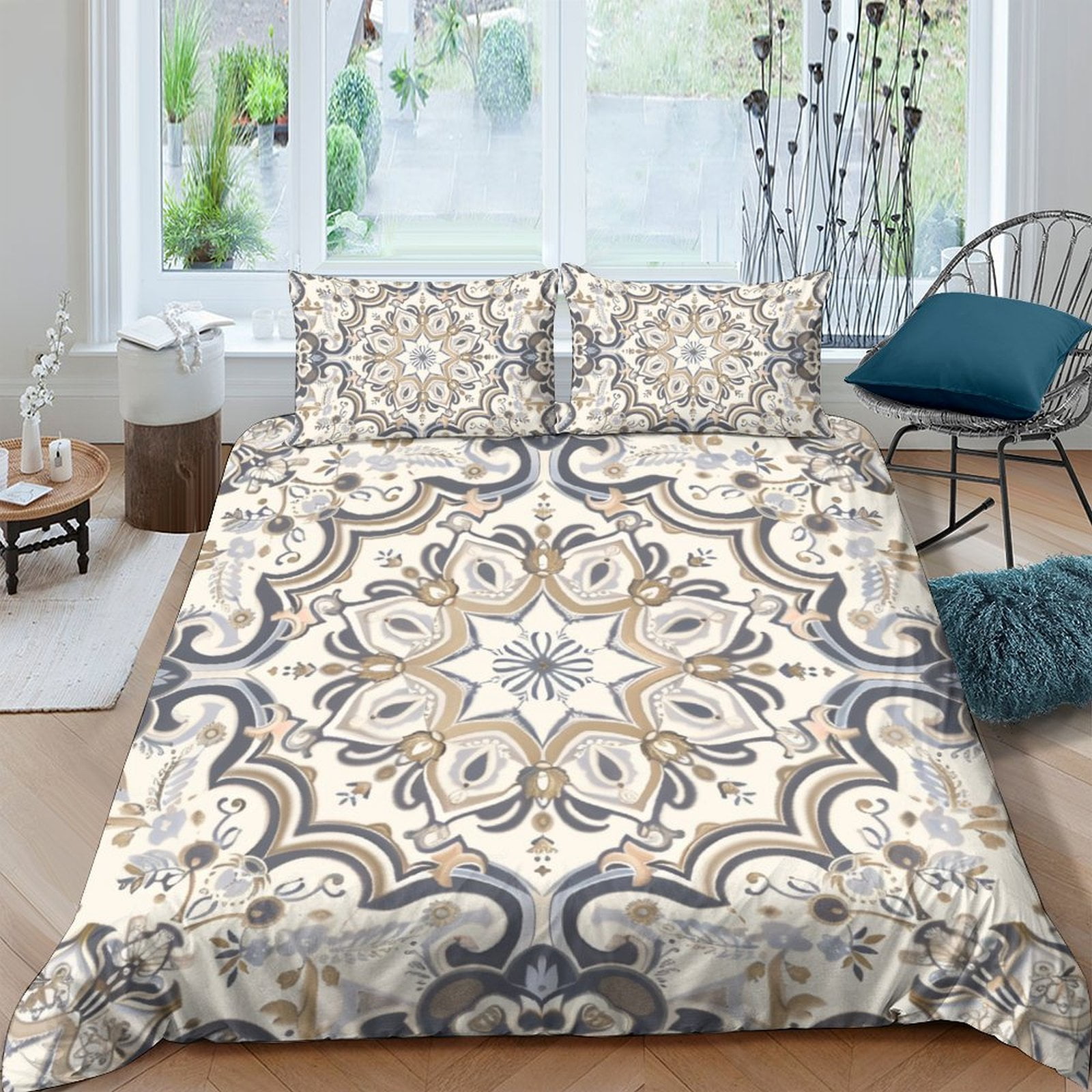Luxury Bedding Set Classic Abstract Flower Printed Quilt Cover Duvet ...
