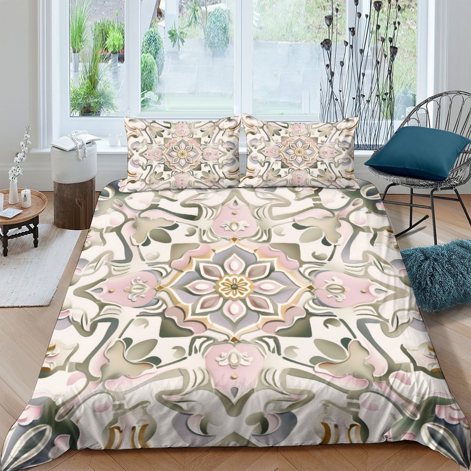 Luxury Bedding Set Classic Abstract Flower Printed Quilt Cover Duvet ...