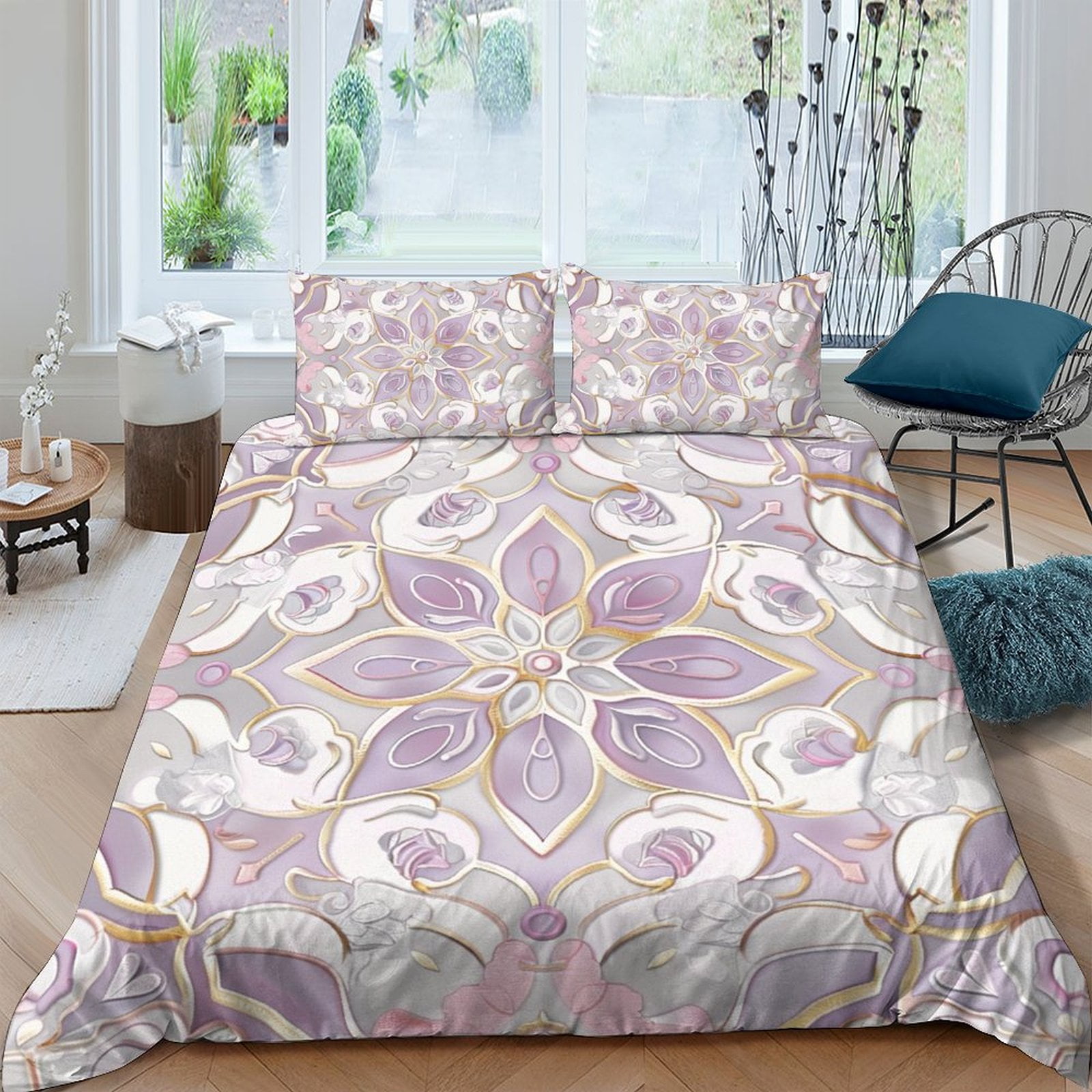 Luxury Bedding Set Classic Abstract Flower Printed Quilt Cover Duvet ...