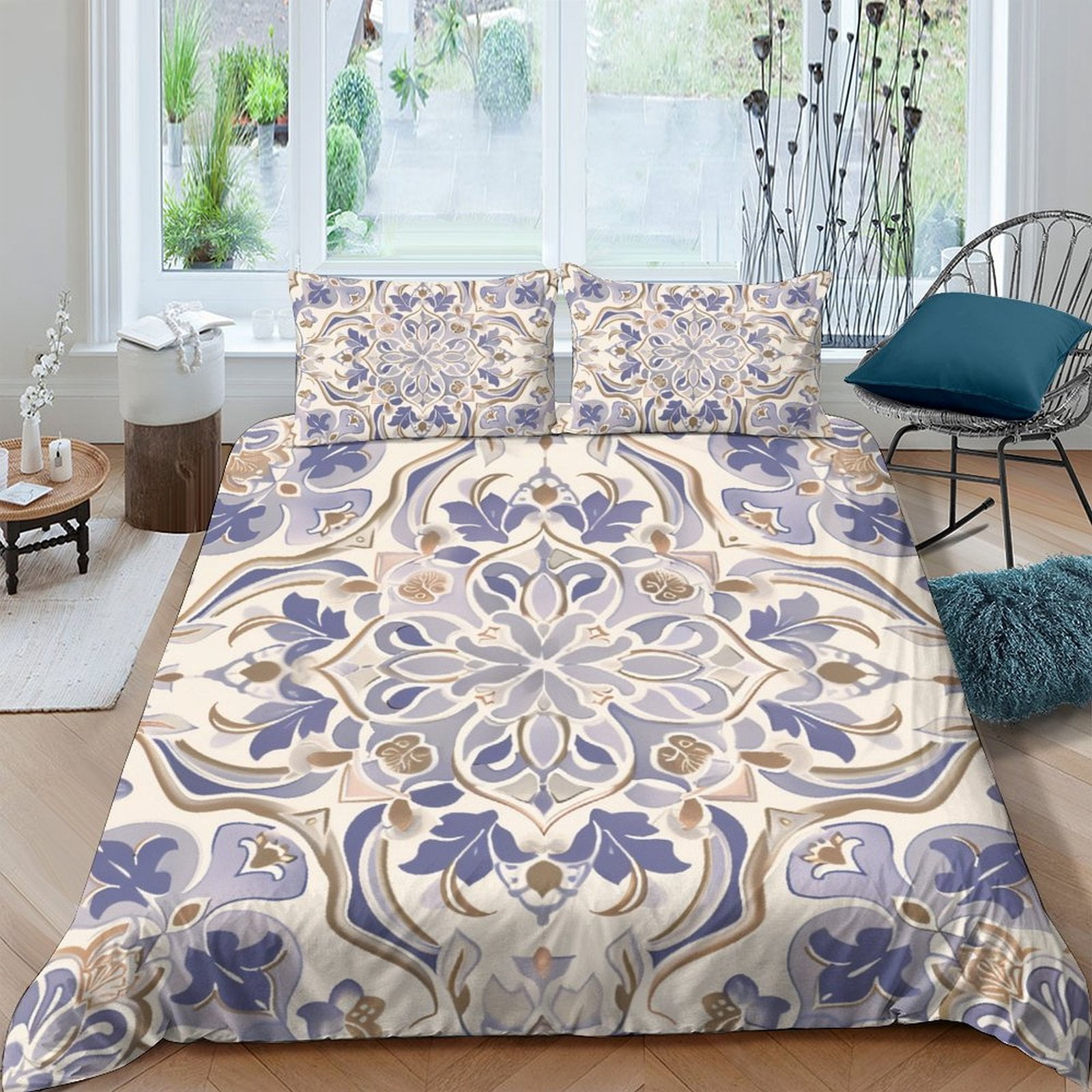 Luxury Bedding Set Classic Abstract Flower Printed Quilt Cover Duvet ...